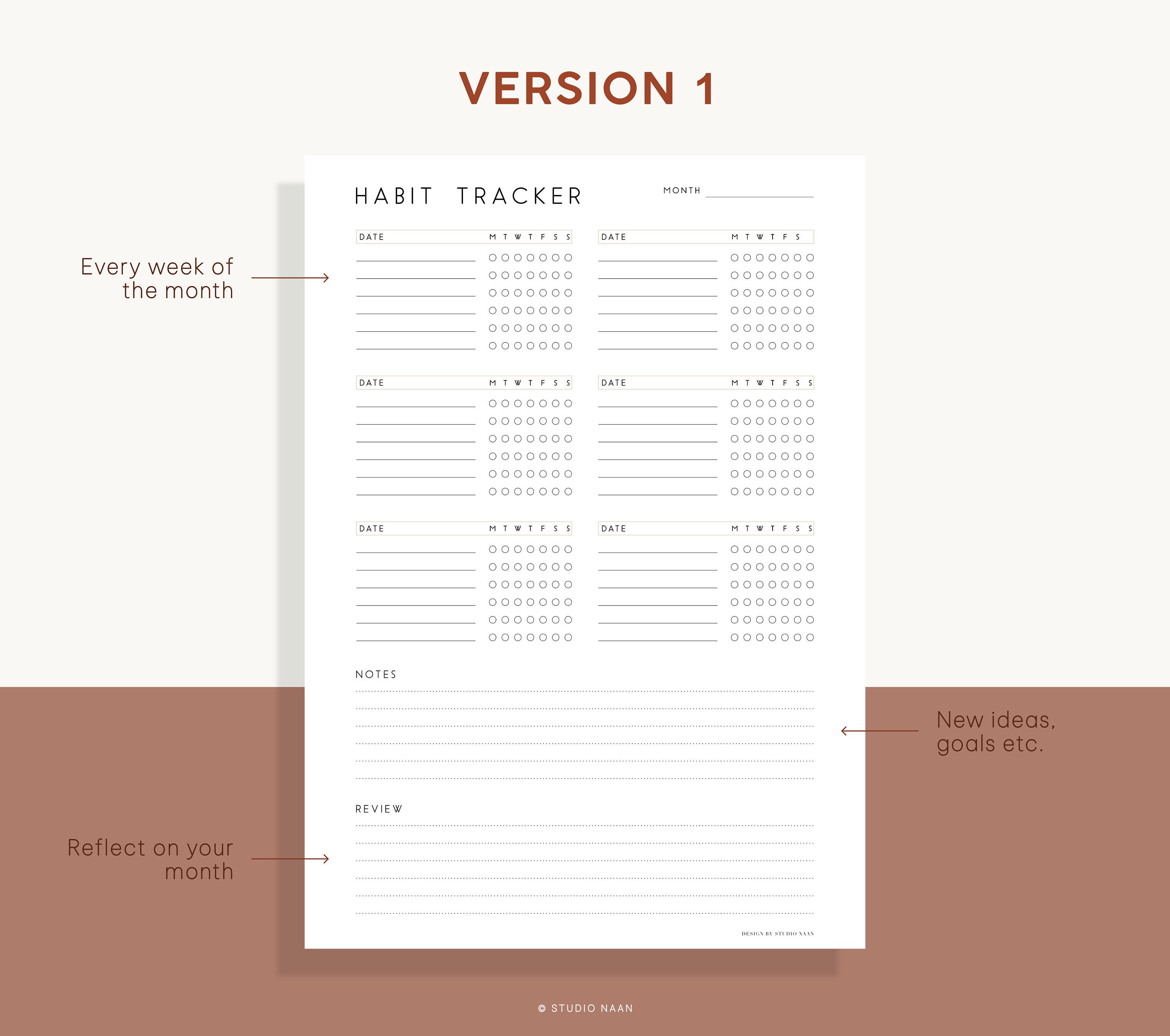 Monthly Habit Tracker Printable Routine Tracker Template Minimal ...
