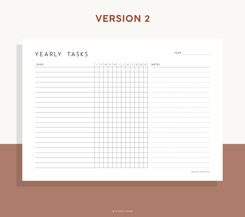 Printable Chores Schedule Yearly Task Checklist Yearly Habit Tracker ...