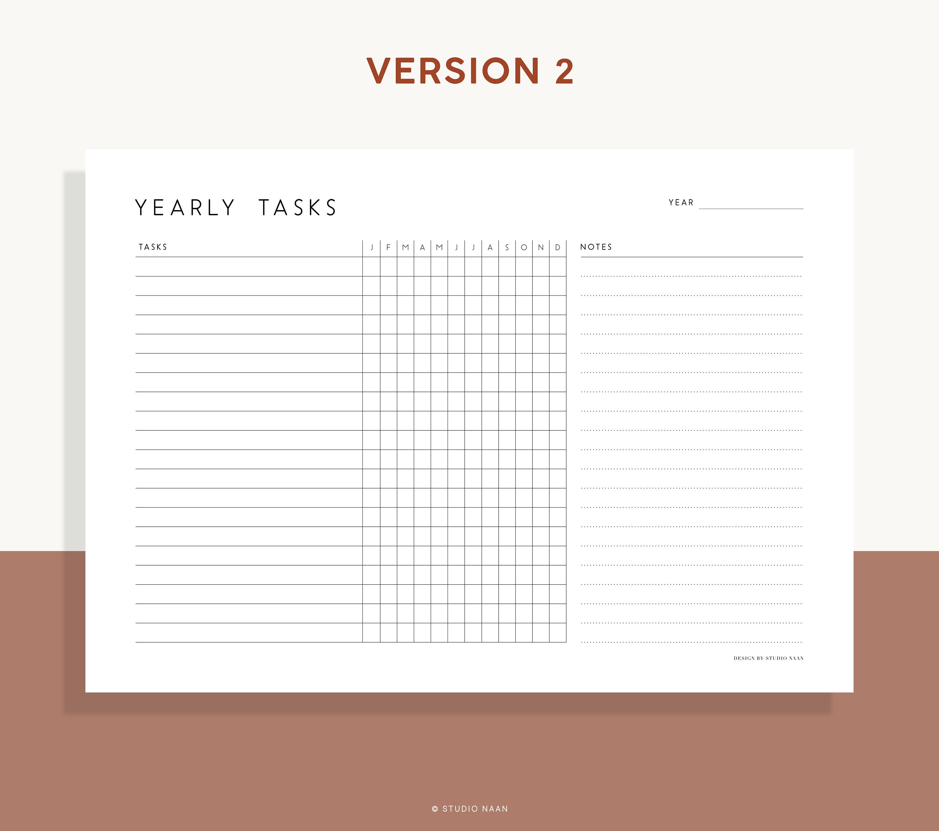 Printable Chores Schedule Yearly Task Checklist Yearly Habit Tracker ...
