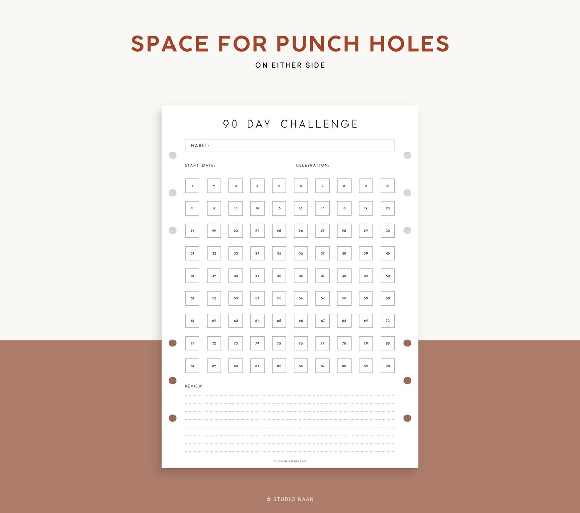 90 Day Habit Challenge Tracker Printable Habit Tracker Planner Minimal ...