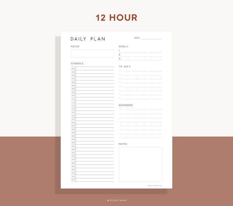 Daily Half Hour Planner Printable Daily Schedule Minimal Daily ...