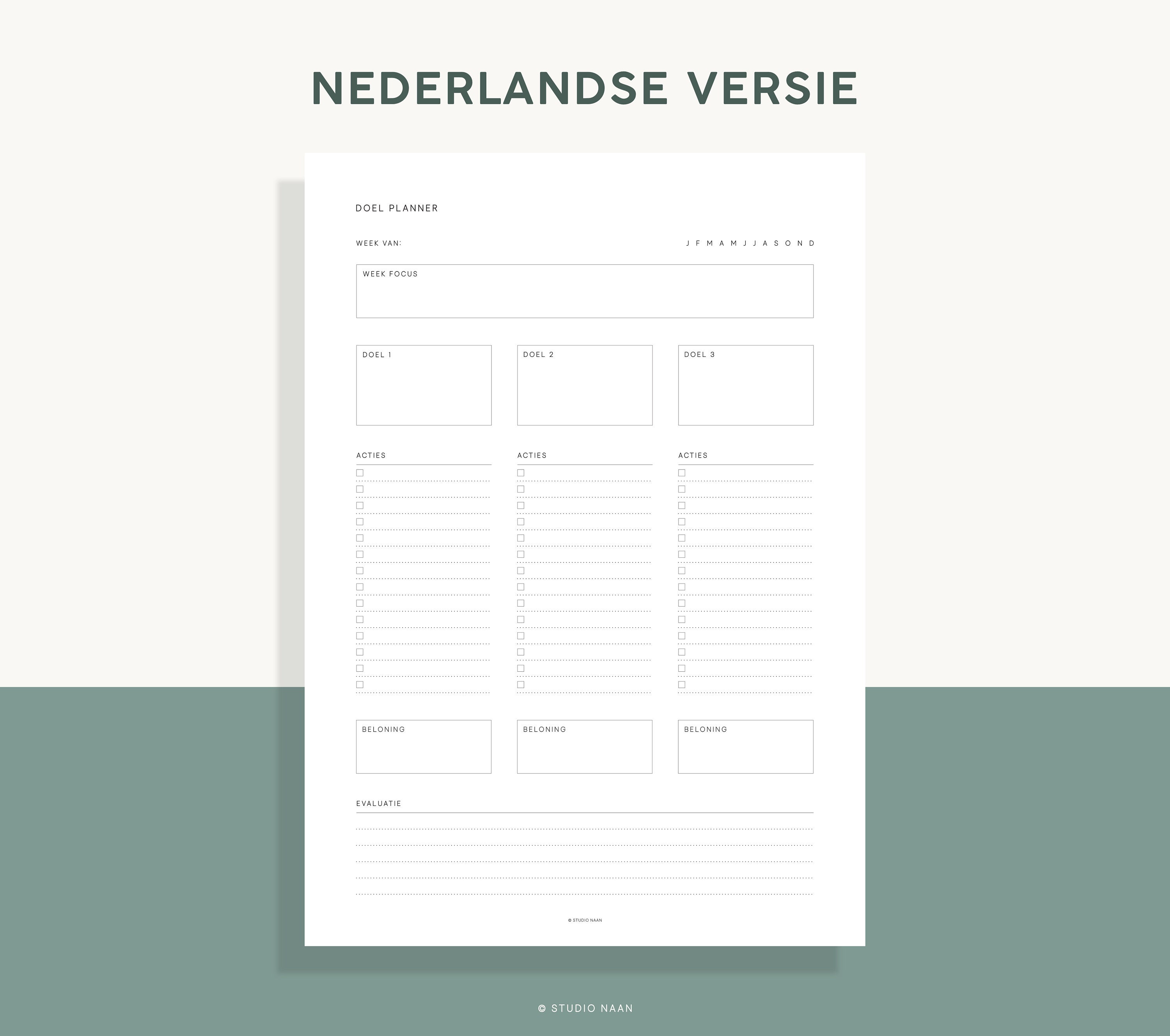 Weekly Goal Planner Printable Minimal Goal Setting Template Set Your ...