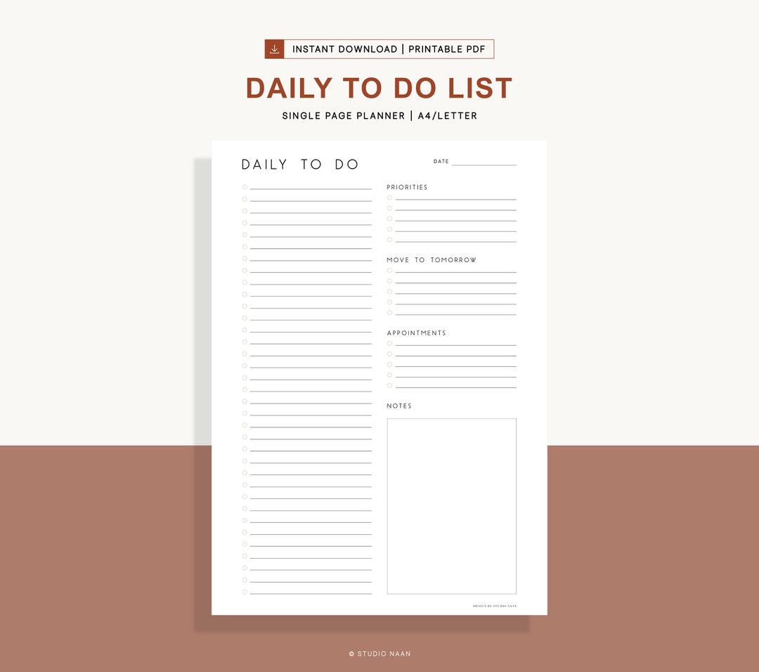 Daily To-do List Template Daily Checklist Printable Productivity ...