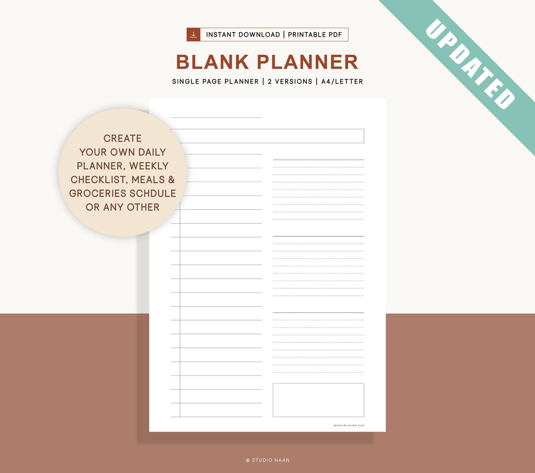 Blank Daily Planner Printable Weekly Schedule Undated Planner - Etsy