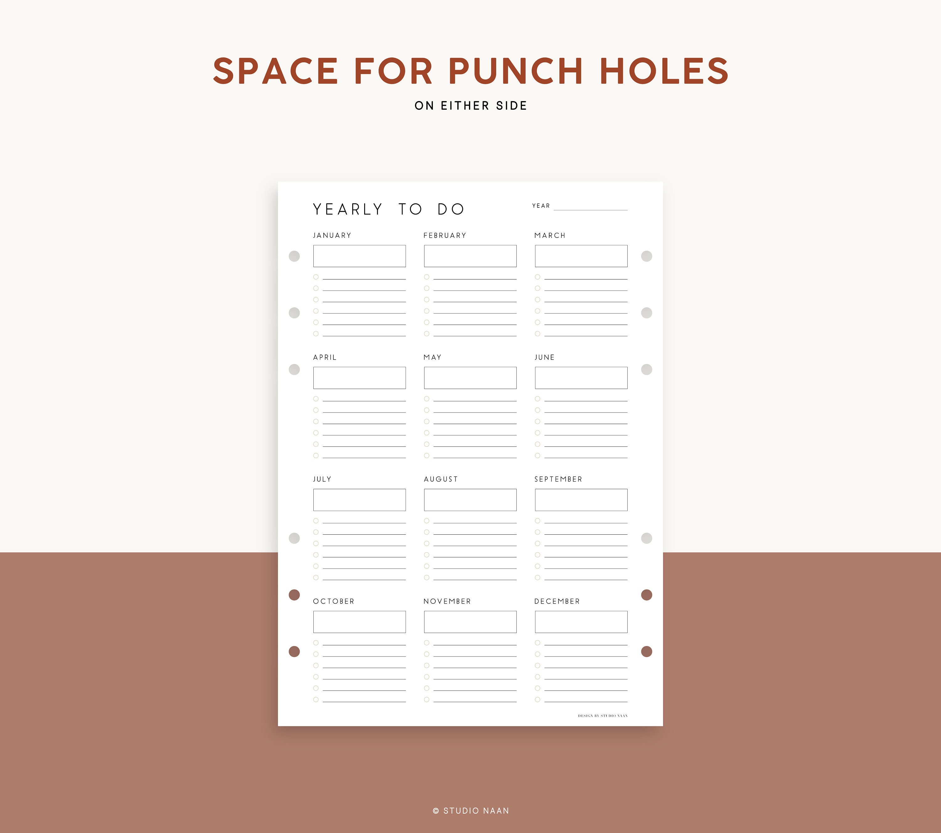 Yearly To-do List Printable Yearly Checklist Minimal Productivity ...