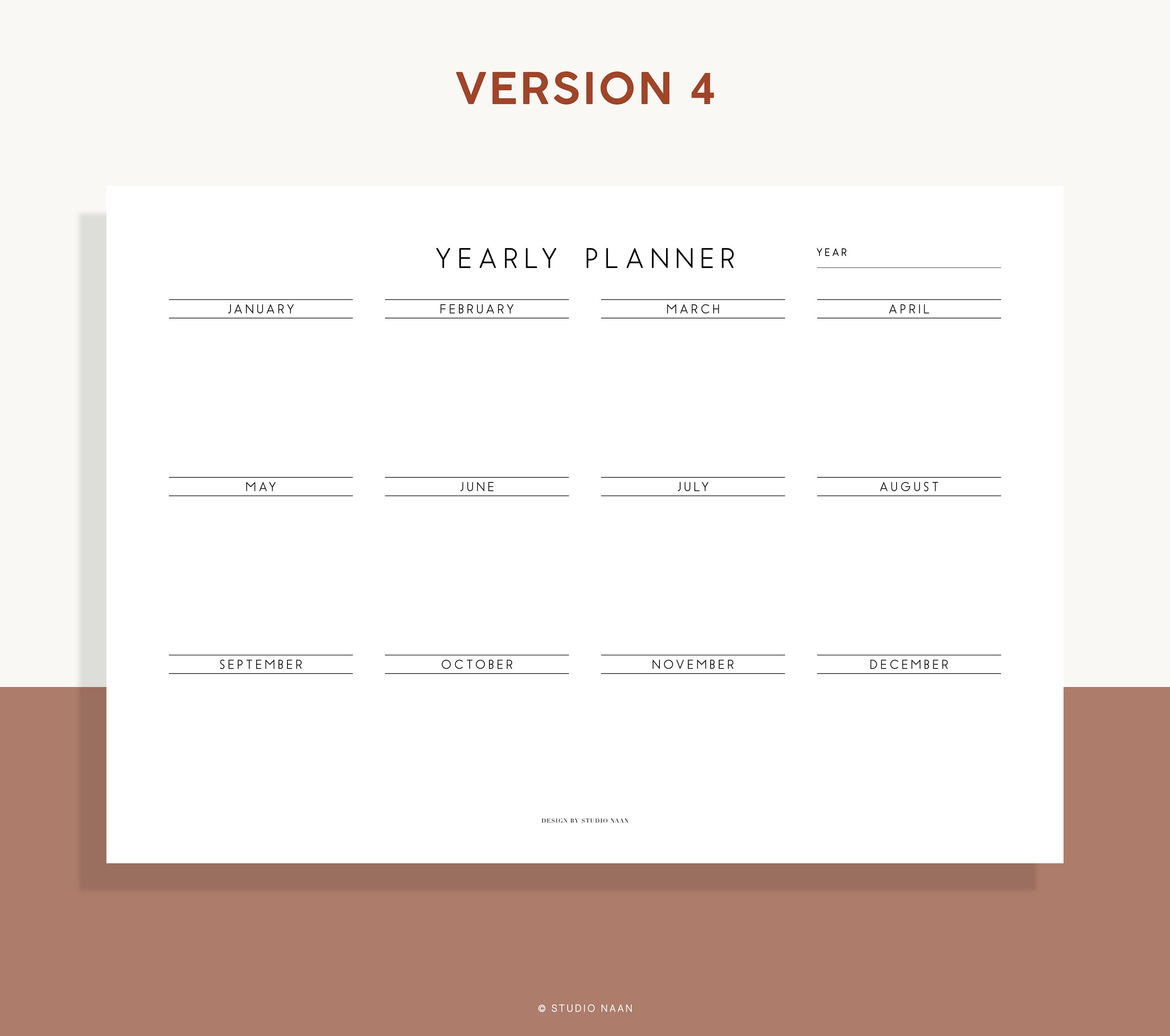 Year Overview Planner Printable Yearly Planner Yearoverview Undated ...