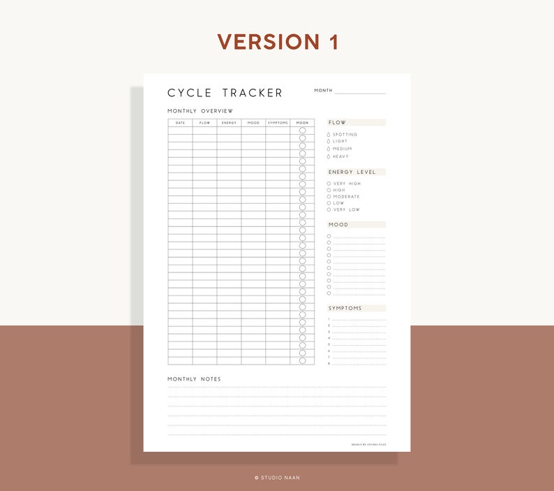 Monthly Period Tracker, Printable Cycle Planner, Minimal Menstruation ...