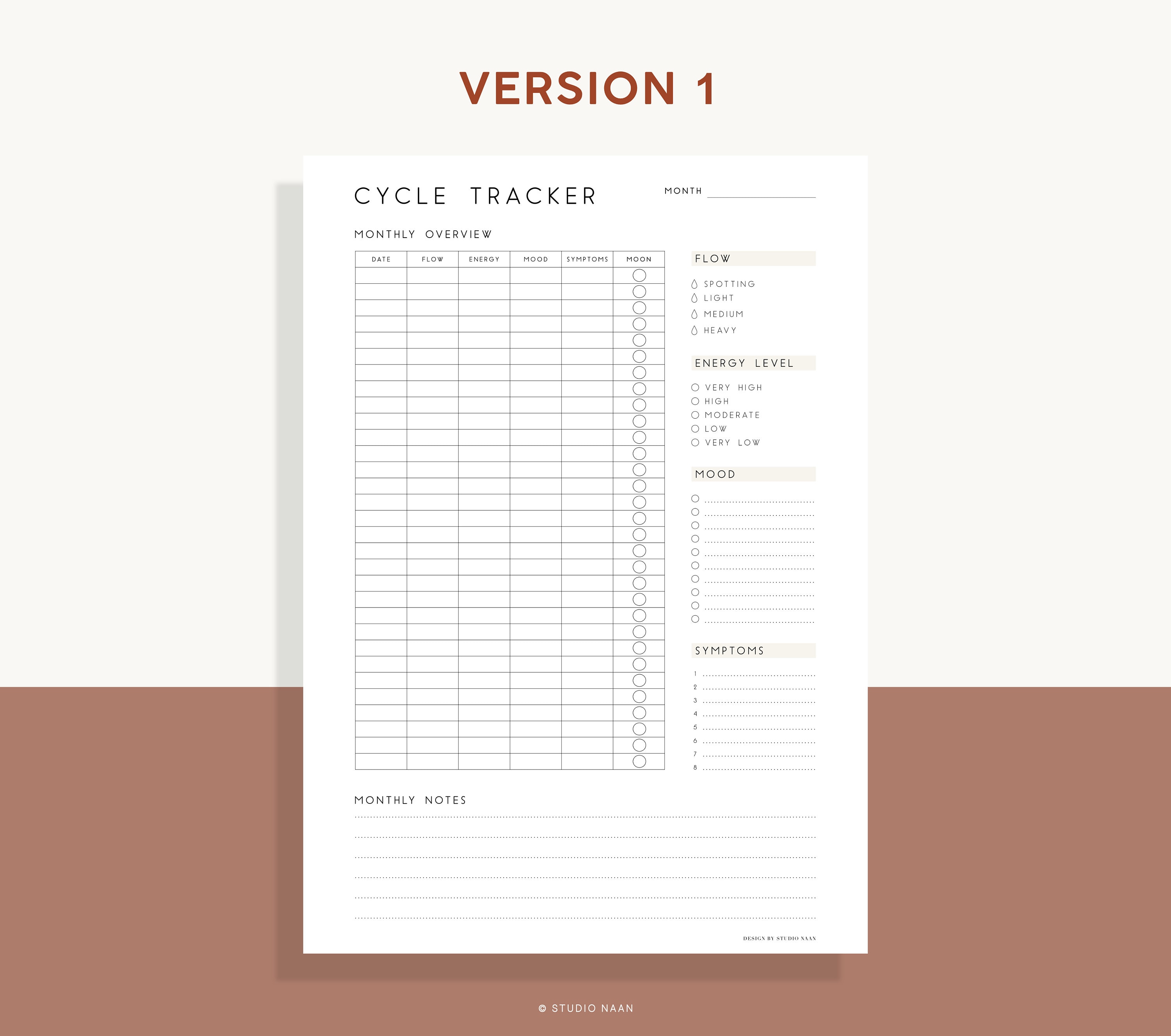 Monthly Period Tracker, Printable Cycle Planner, Minimal Menstruation ...