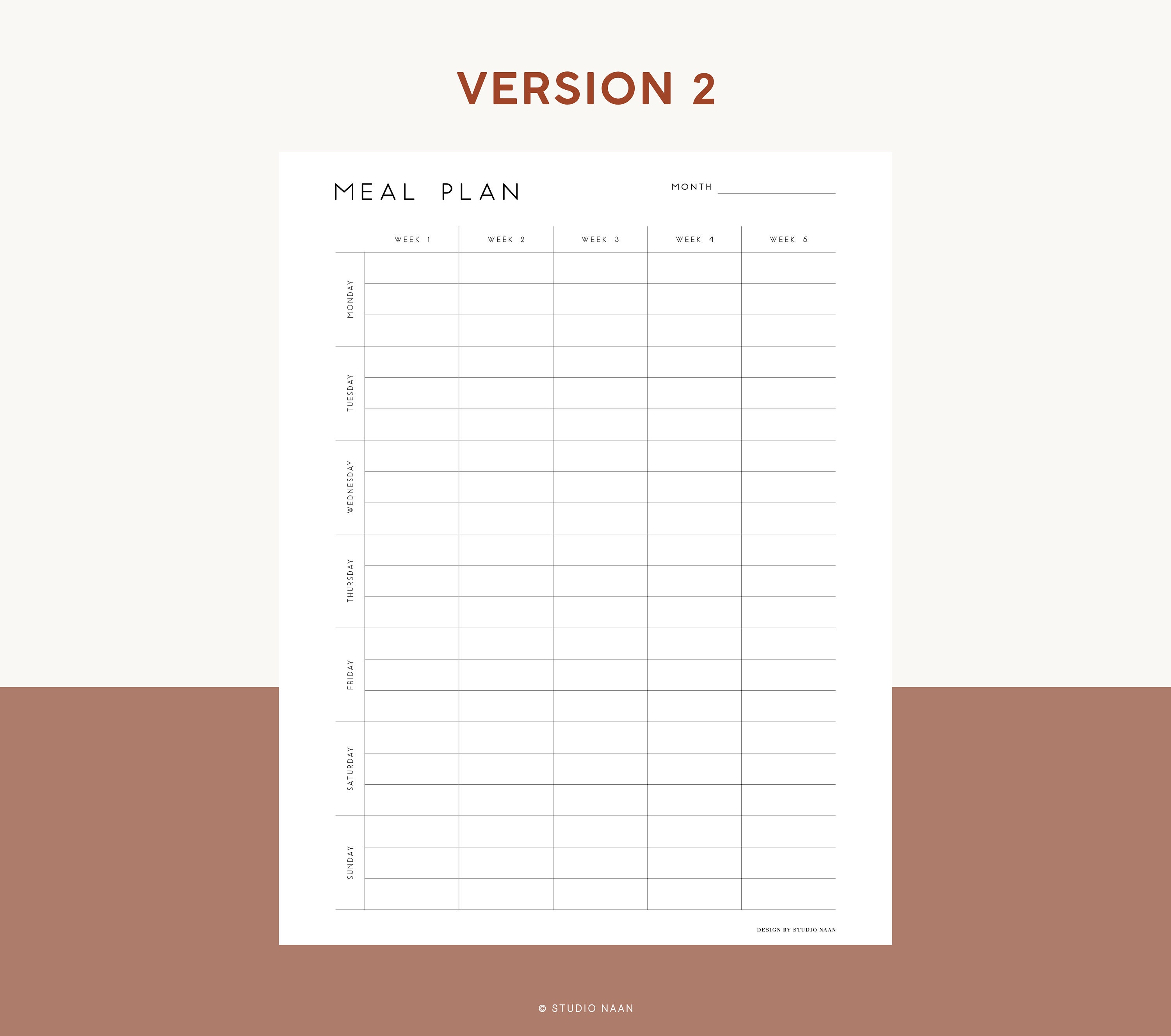 Monthly Meal Planner Printable Meal Schedule Downloadable Meal - Etsy