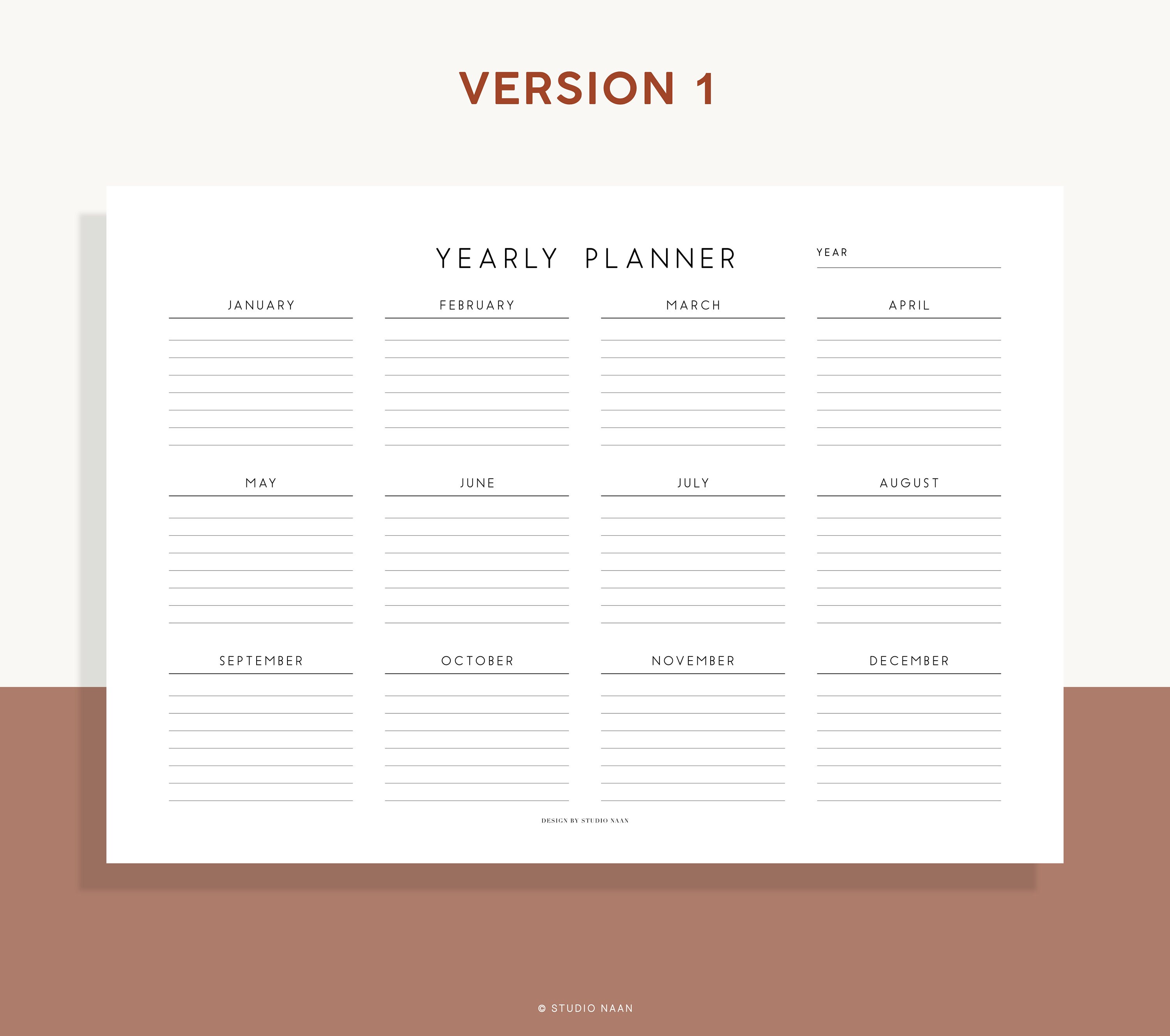 Year Overview Planner Printable Yearly Planner Yearoverview Undated ...