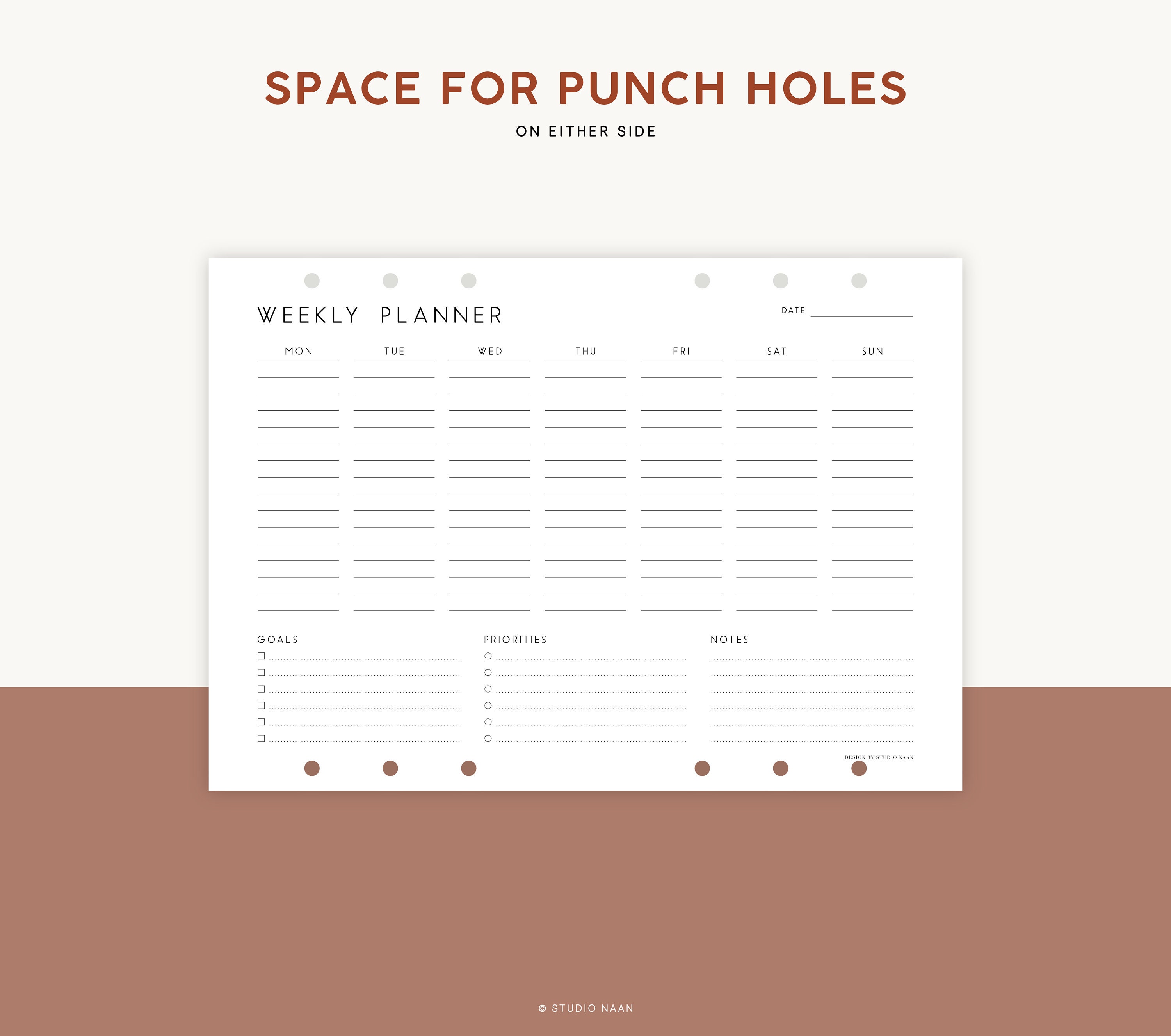 Week Schedule Printable Goal Planner Weekly Priorities Notes Template ...