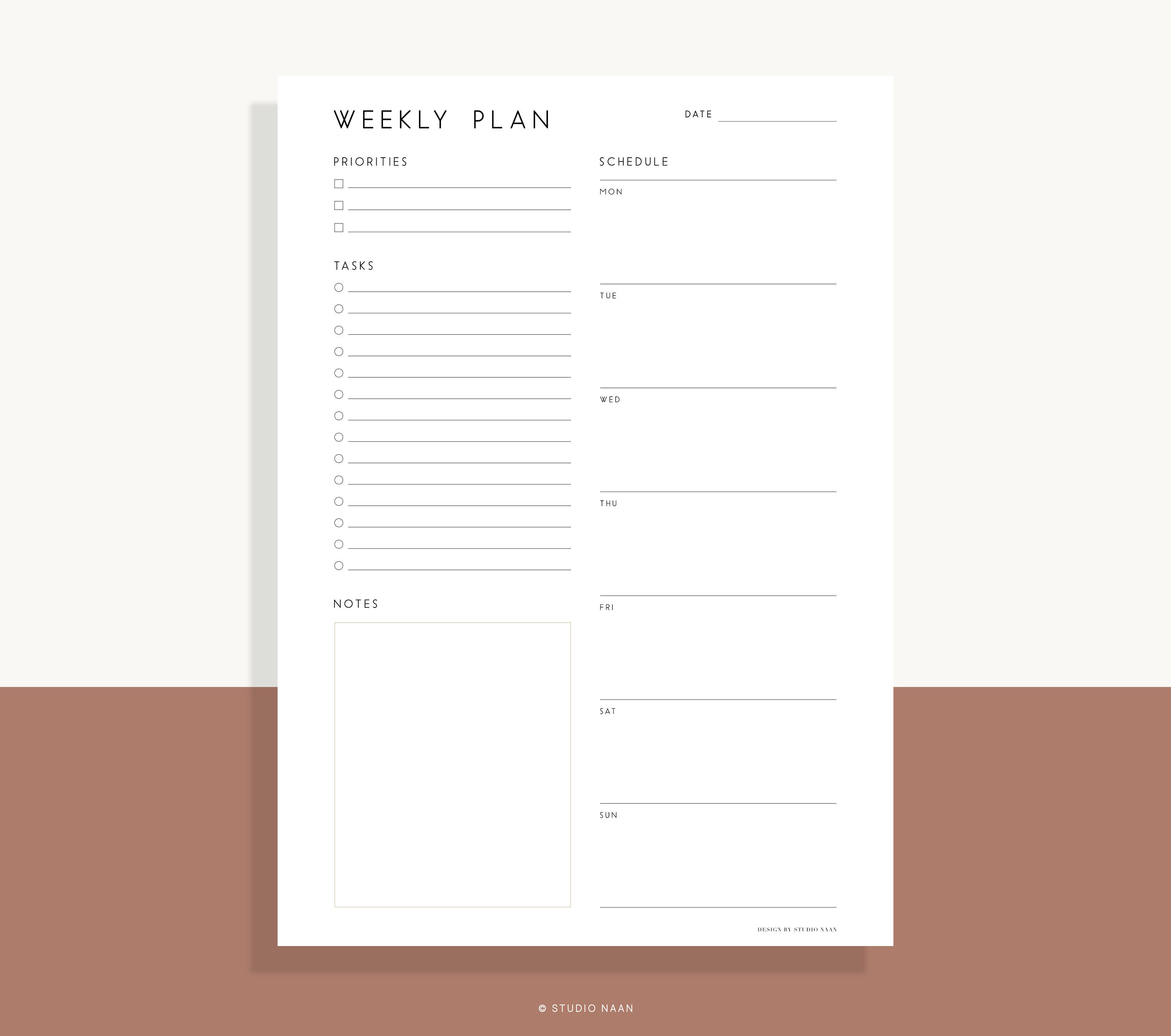 Weekly Task Planner Printable Weekly Schedule Weekly Productivity ...