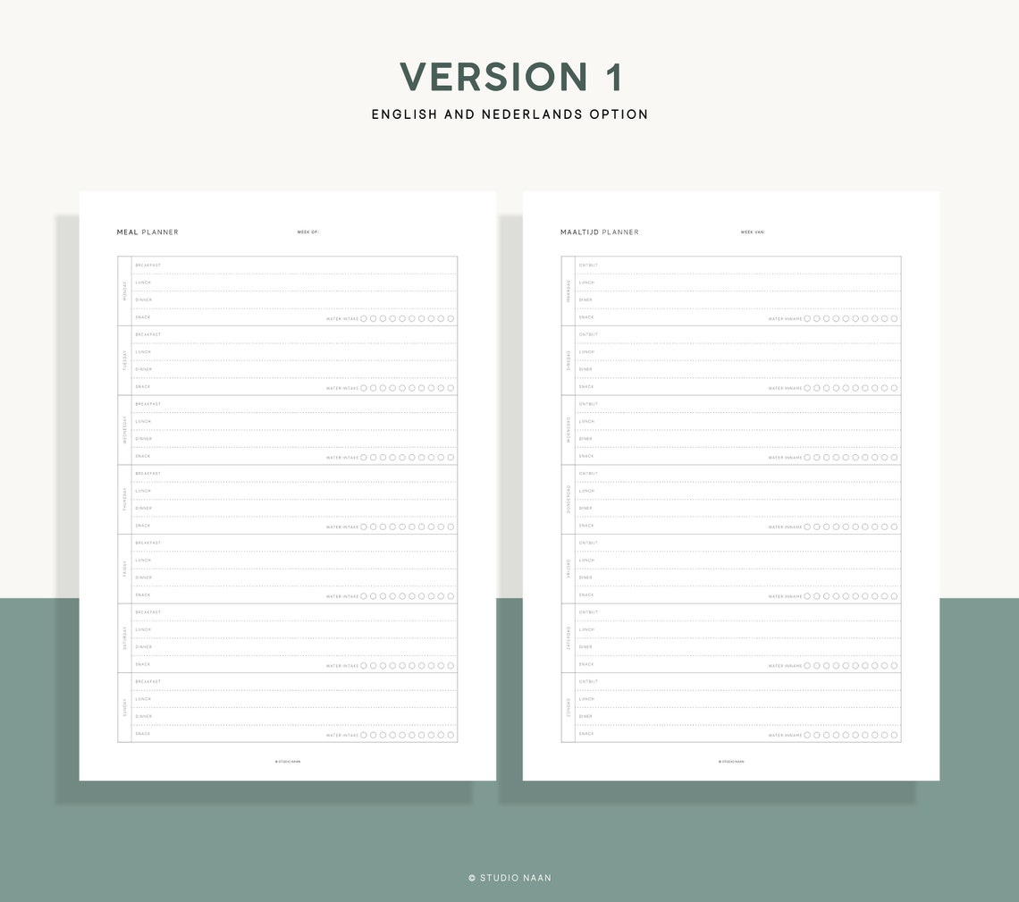Weekly Meal Planner and Water Intake Tracker Printable Meal Schedule ...
