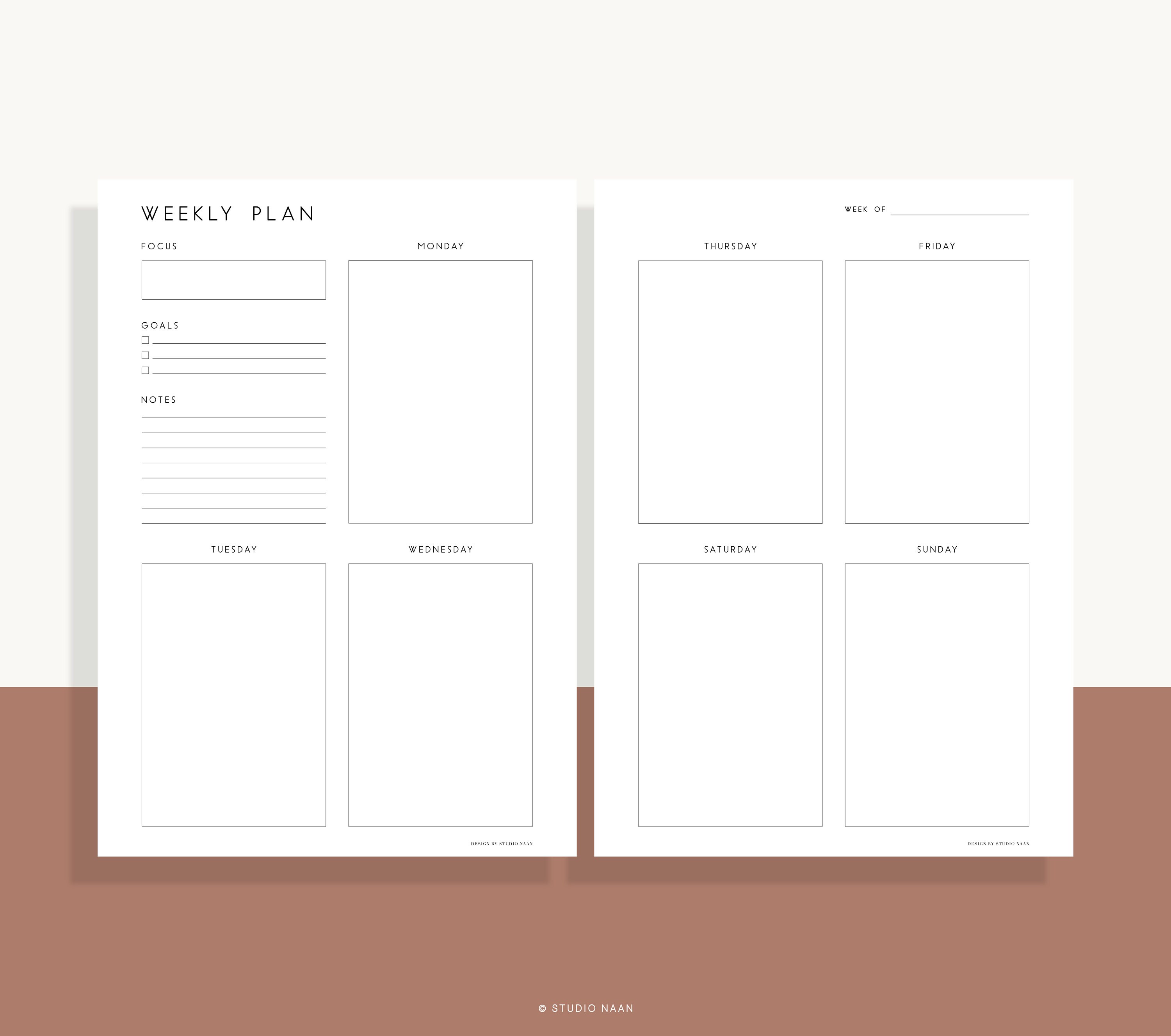 Weekly Planner Overview 2 Page Printable Weekly Schedule Note Planner ...