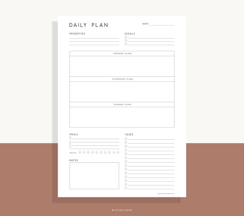 Printable Daily Planner Minimal Daily Schedule Template Daily Meal ...