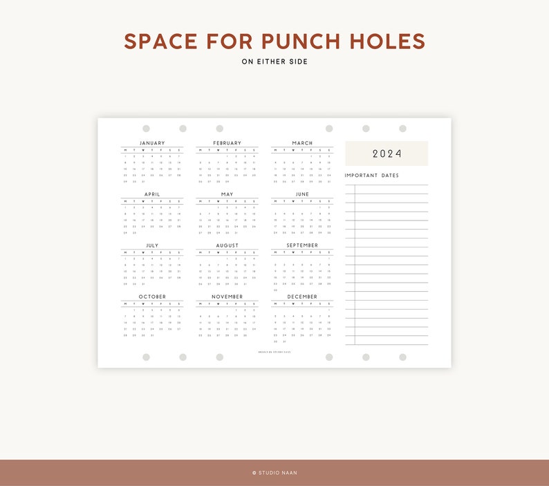 Printable Year Calendar 2024 Template Printable Desk Calendar - Etsy