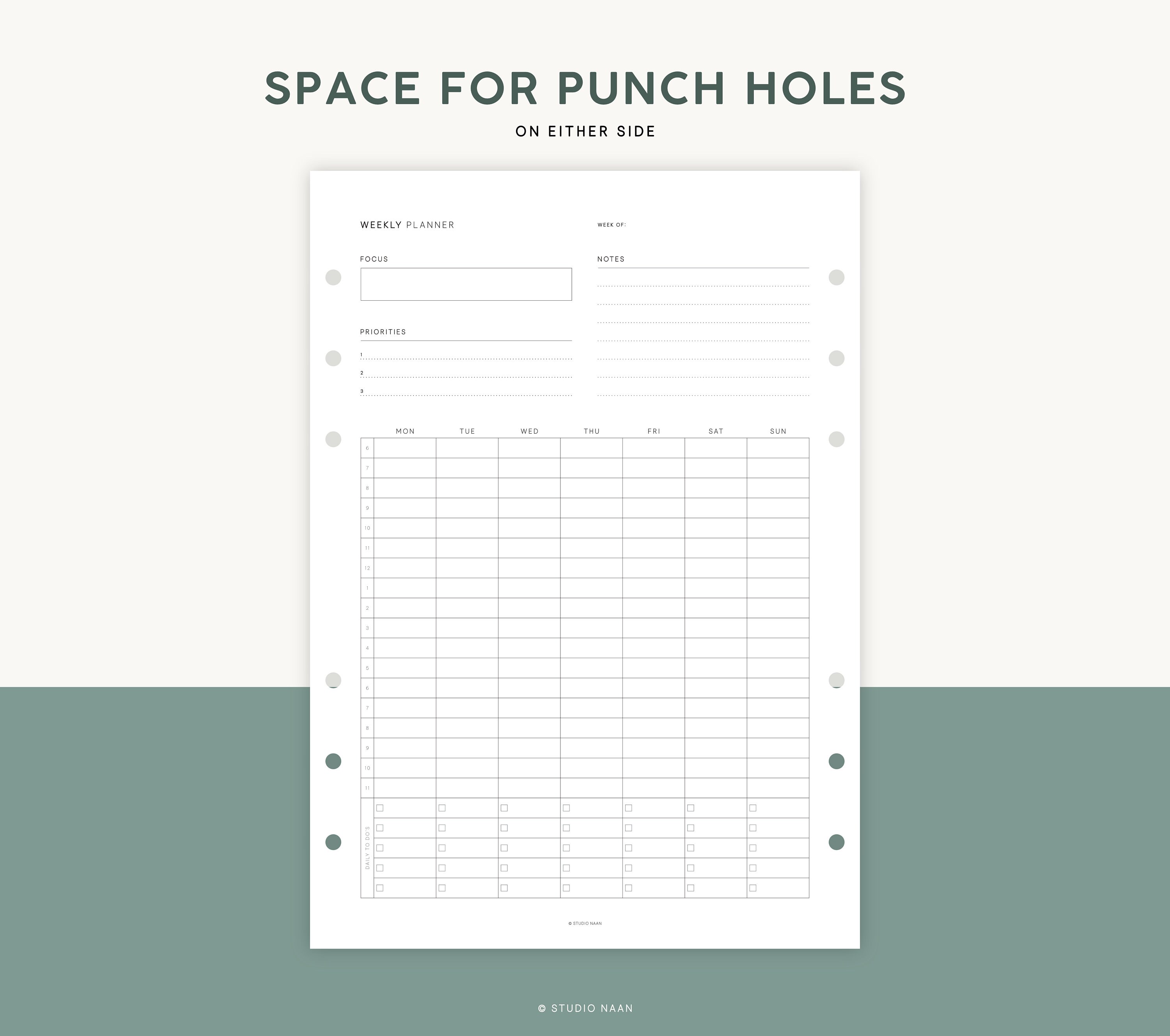 Printable Weekly Planner Hour Schedule Minimal Weekly Planner PDF ...