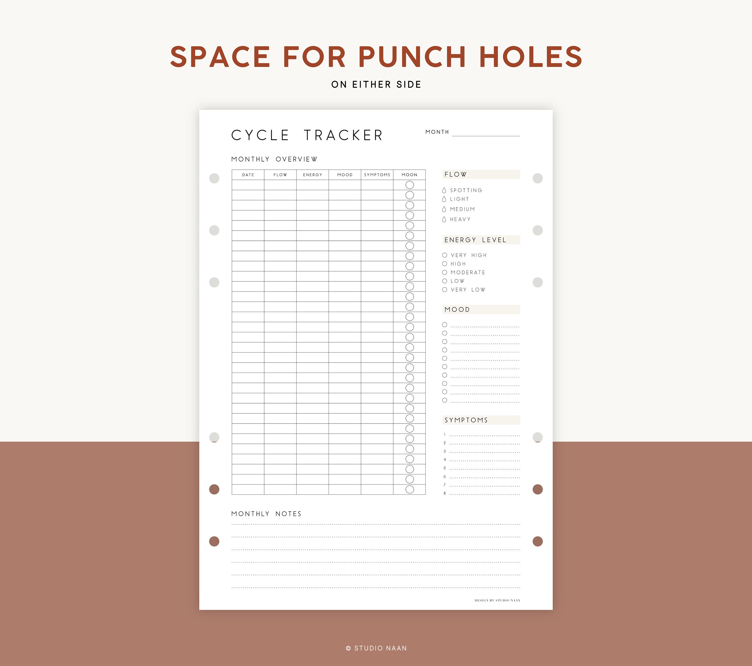 Monthly Period Tracker, Printable Cycle Planner, Minimal Menstruation ...