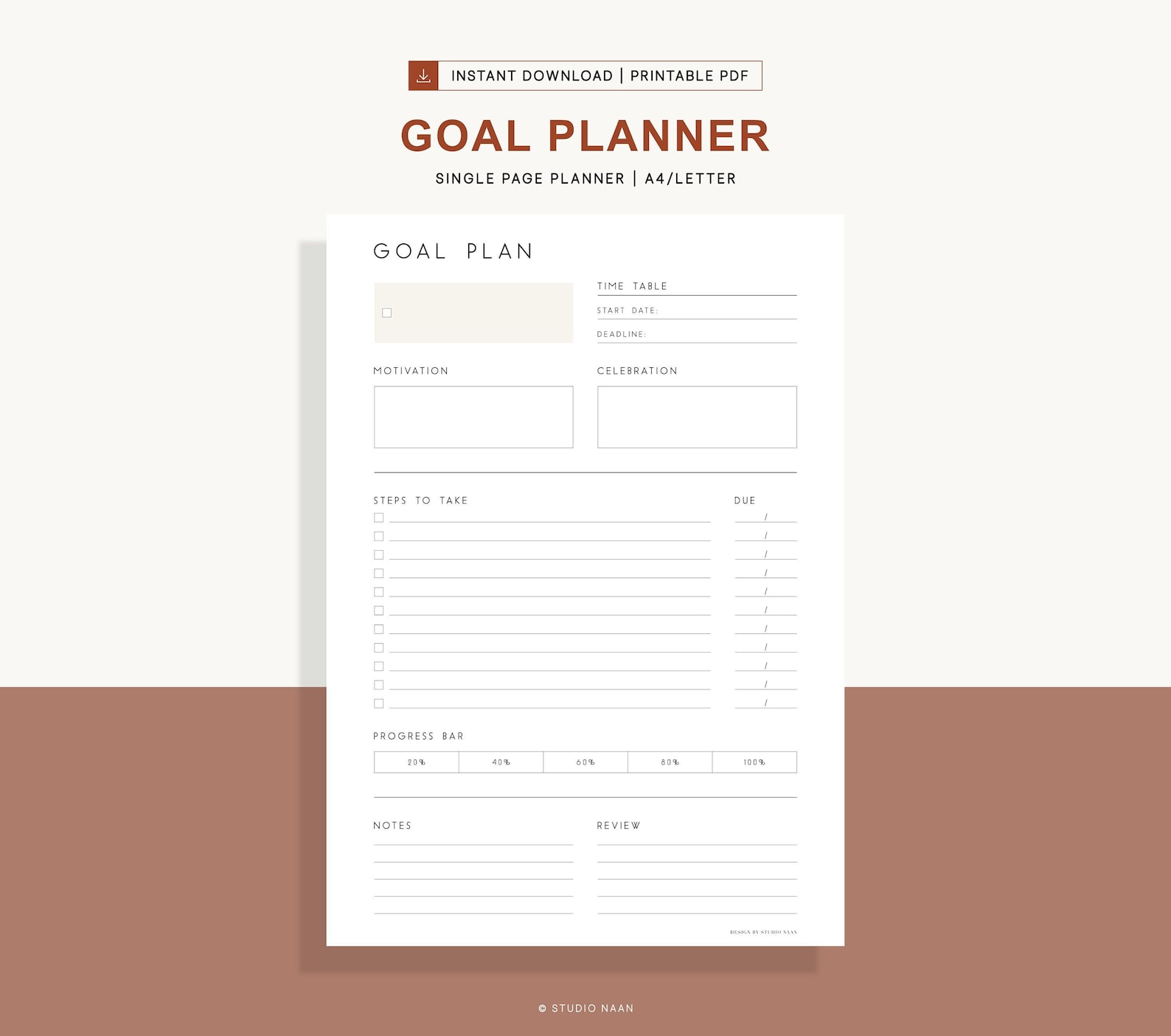 Goal Planner Printable Goal Setting Template Set Your Goal - Etsy