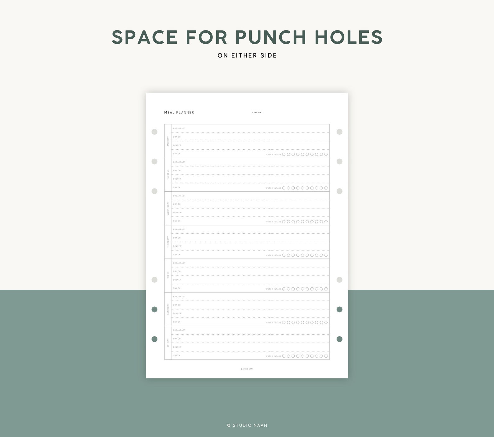Weekly Meal Planner and Water Intake Tracker Printable Meal Schedule ...