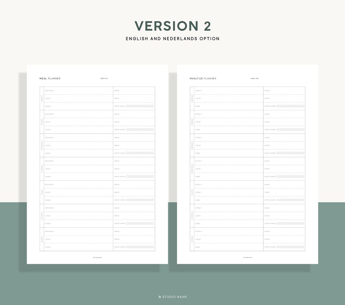 Weekly Meal Planner and Water Intake Tracker Printable Meal Schedule ...