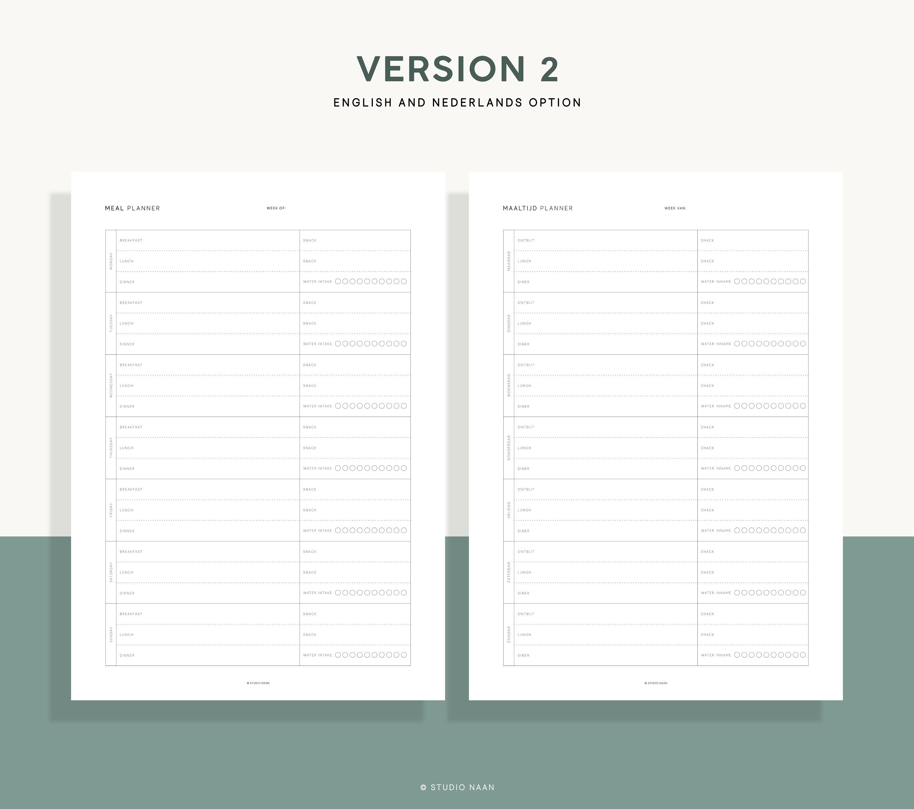 Weekly Meal Planner And Water Intake Tracker Printable Meal Schedule