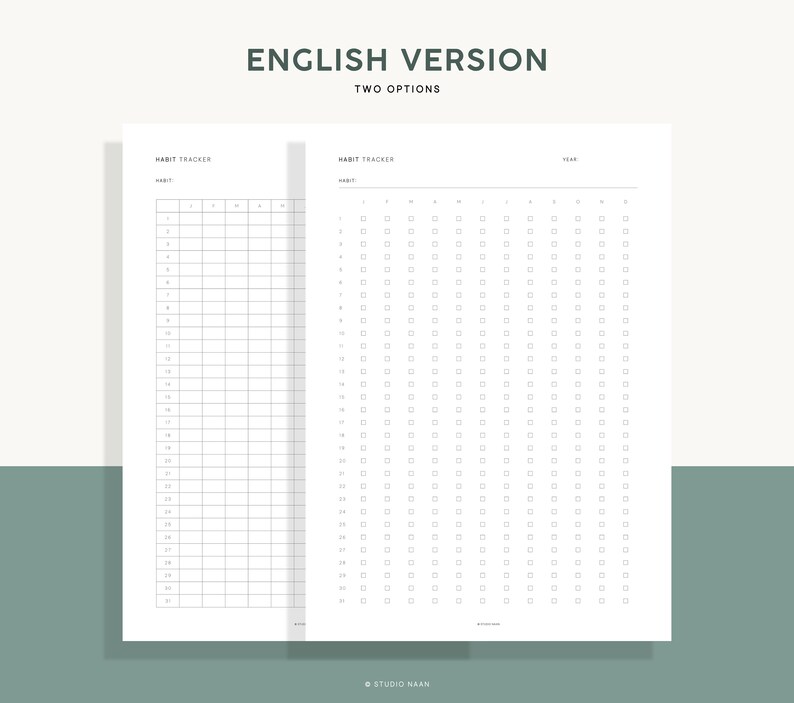 Yearly Habit Tracker Printable Routine Tracker Template Minimal Yearly ...