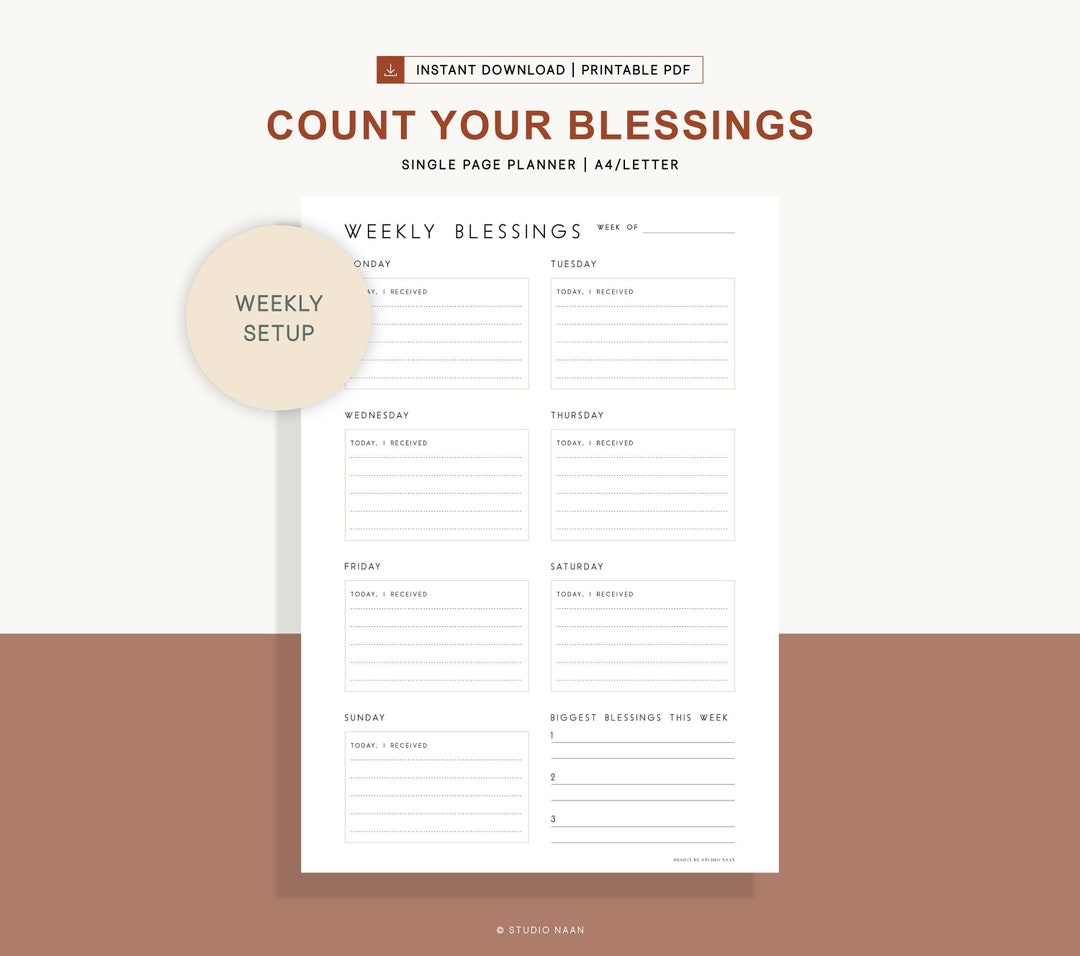 Weekly Blessings Journal Printable High Vibes Journal Focus on the Good ...