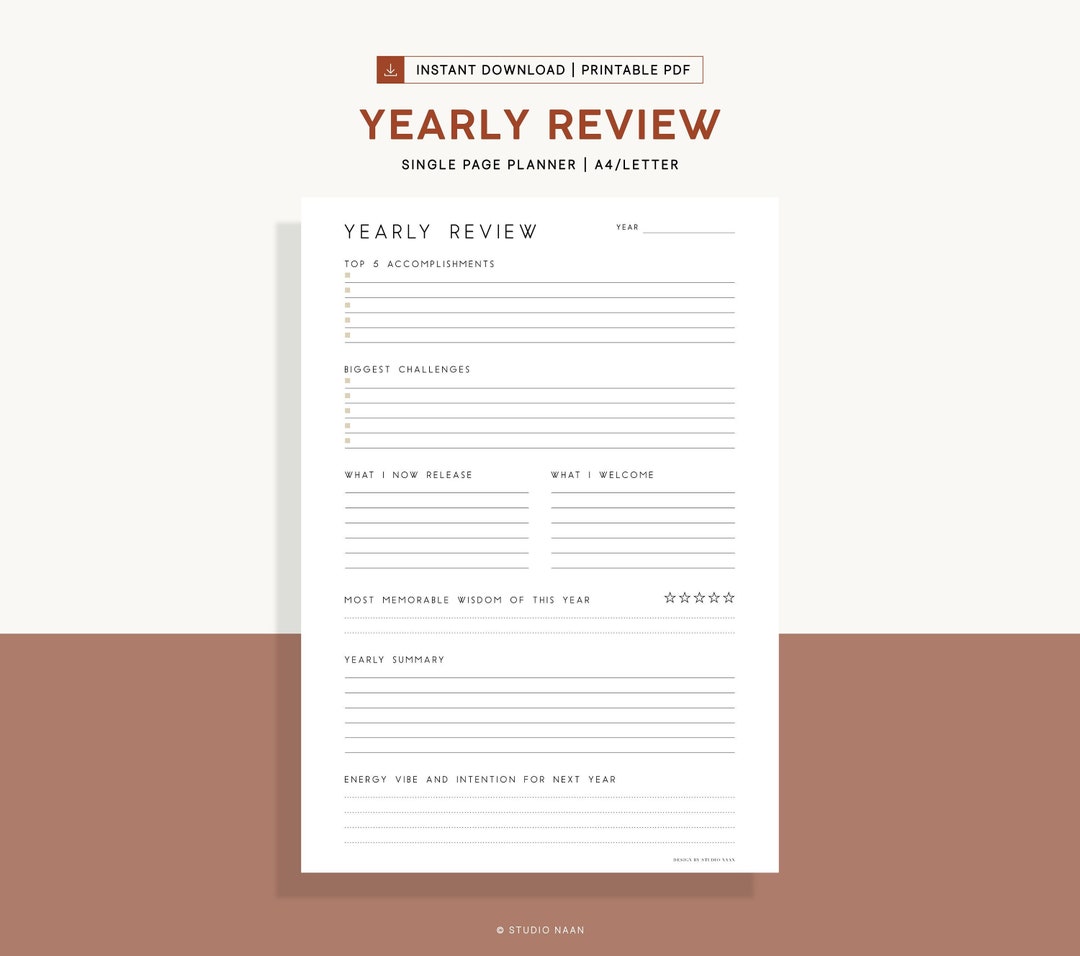 Printable Yearly Review Journal Page Personal Yearly - Etsy