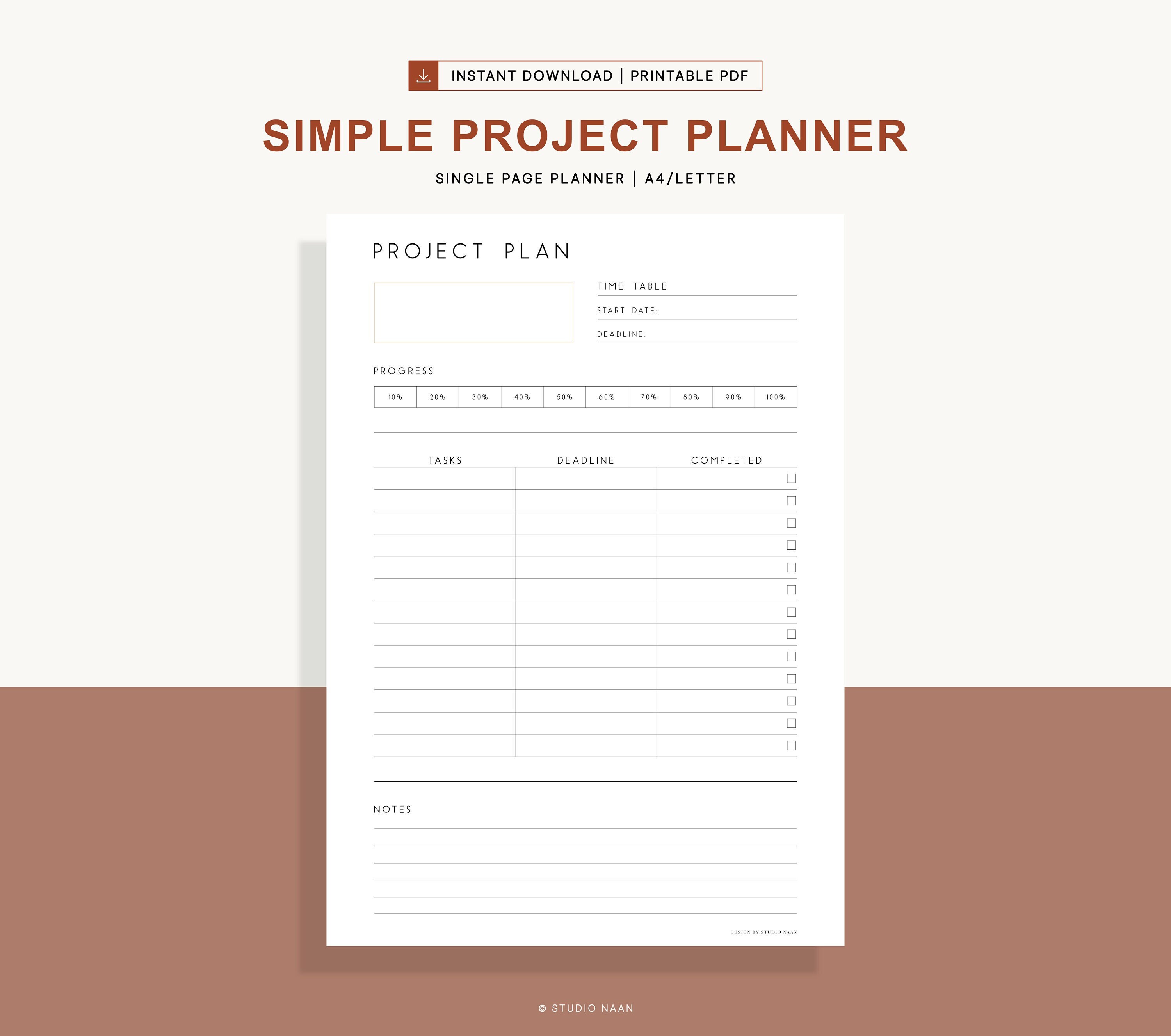 Project Management Template Printable Project Planner Template - Etsy