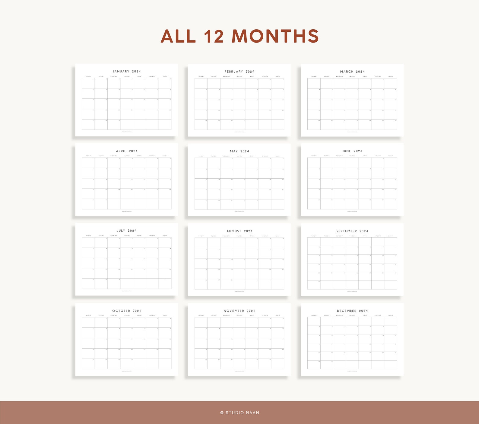 Monthly Calendar 2024 Printable Planners Monthly Calendar Template ...