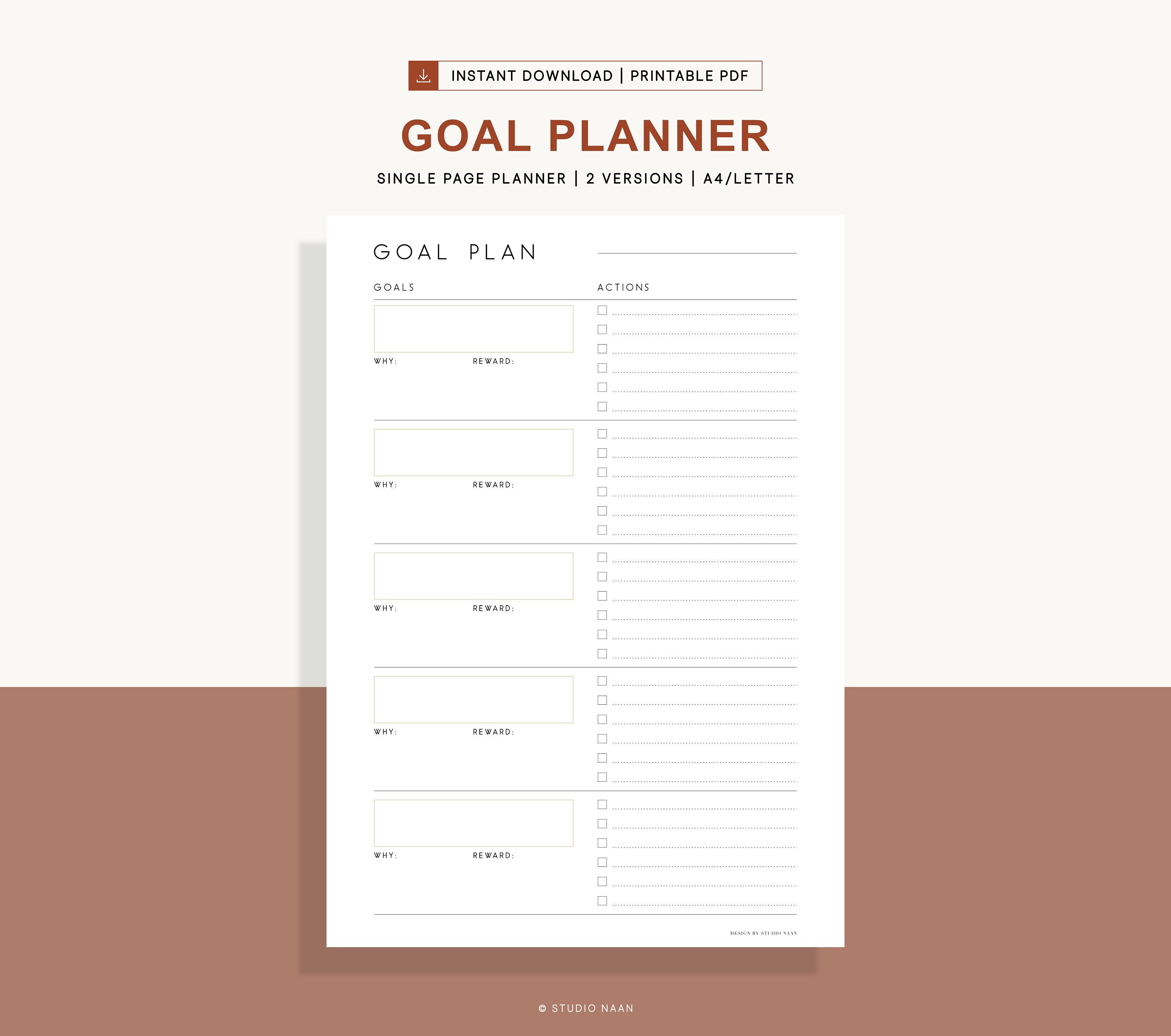 Goal Planner Template Printable Goal Setting Planner Set Your Etsy