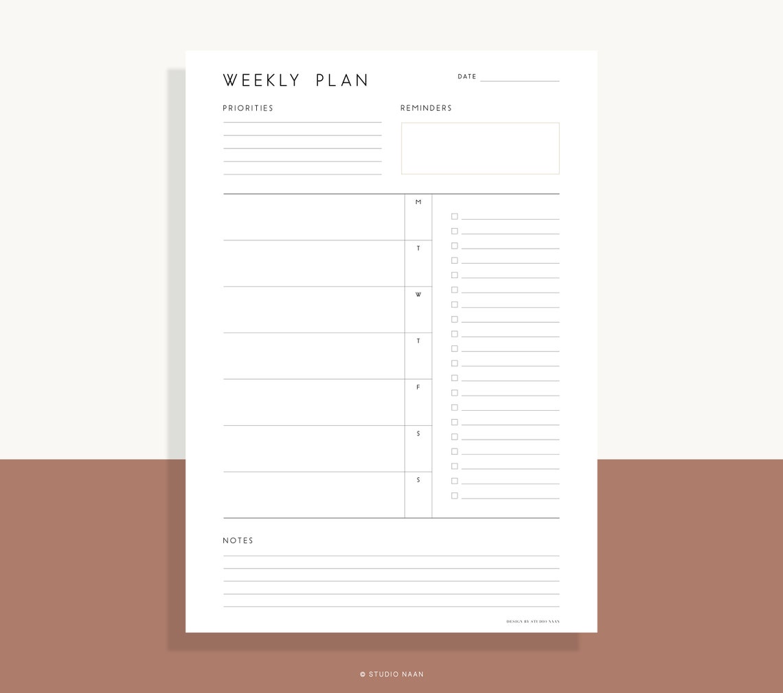 Weekly Task Planner Printable Weekly Schedule Minimal Planner Weekly ...
