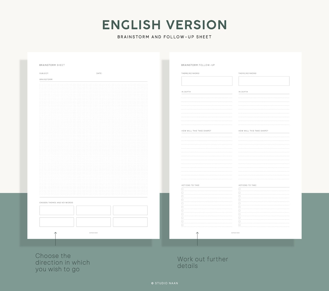 Brainstorm Planner Printable Brainstorm Action Plan Brainstorm Sheets ...