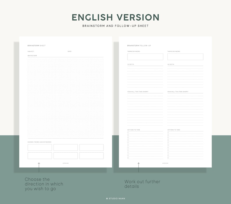 Brainstorm Planner Printable Brainstorm Action Plan Brainstorm Sheets ...