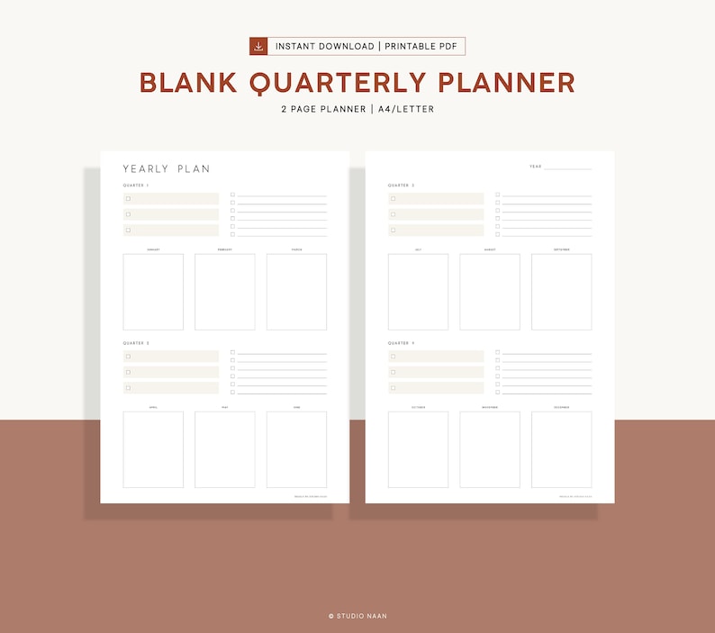 Quarterly Planner Printable Yearly Productivity Planner Printable Goal ...