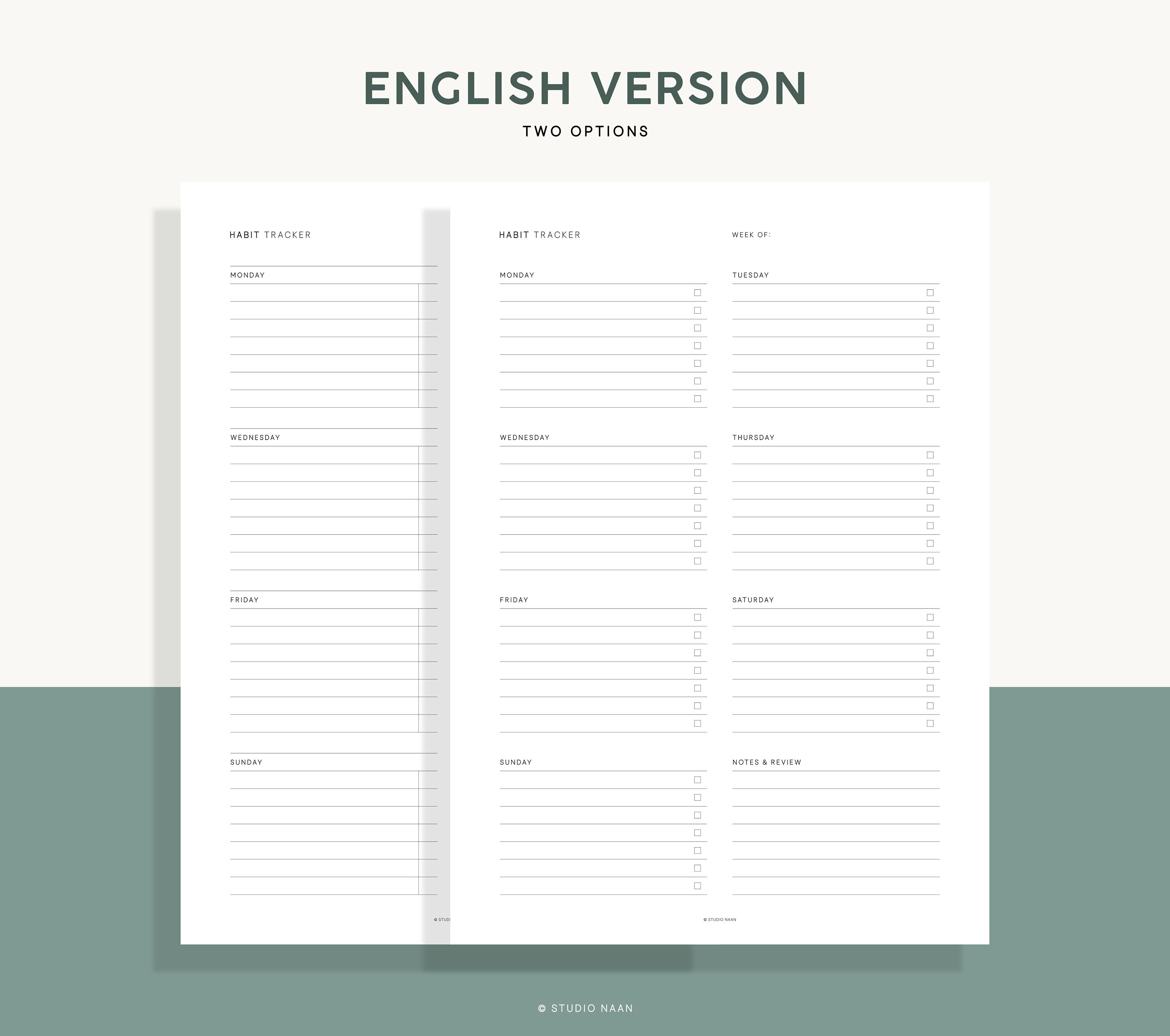 Weekly Habit Tracker Printable Routine Tracker Template Minimal Weekly ...