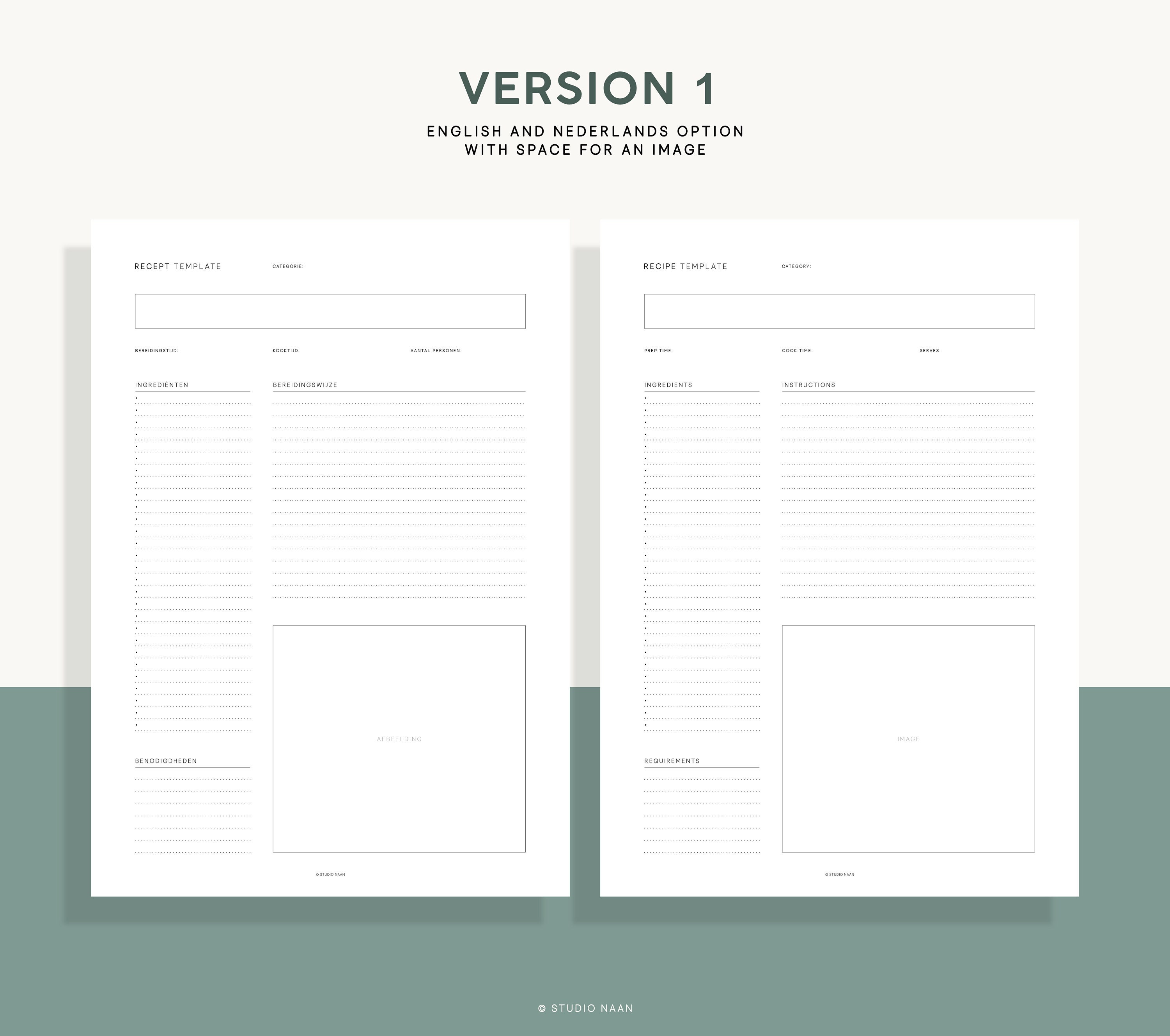Printable Recipe Page Recipe Template Downloadable Cooking Manual Long ...