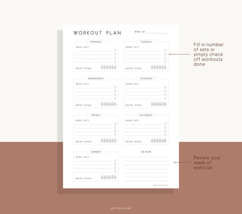 Weekly Workout Planner Printable Exercise Schedule Template Weekly ...