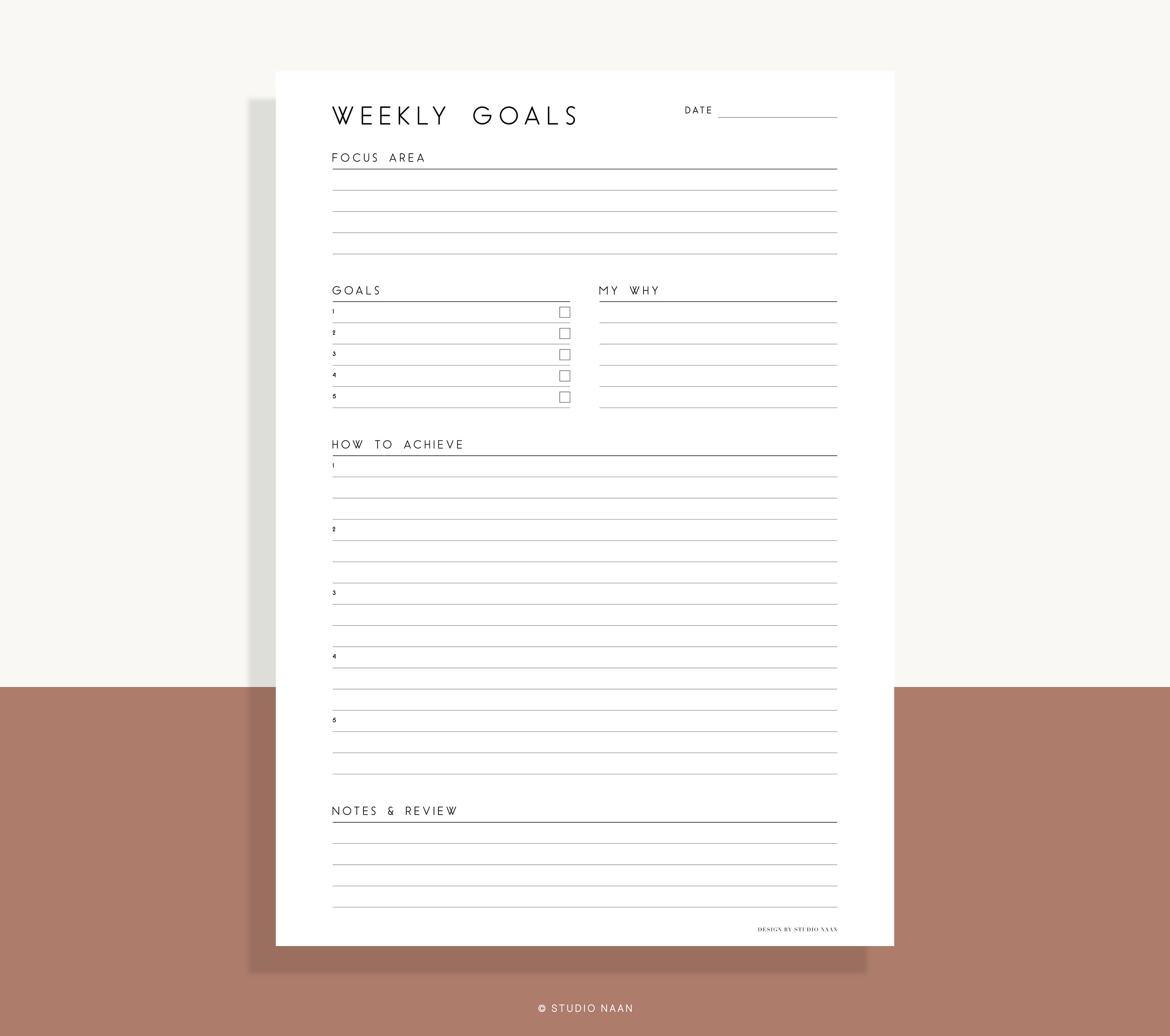 Goal Planner Template Printable Goal Planner Undated Productivity