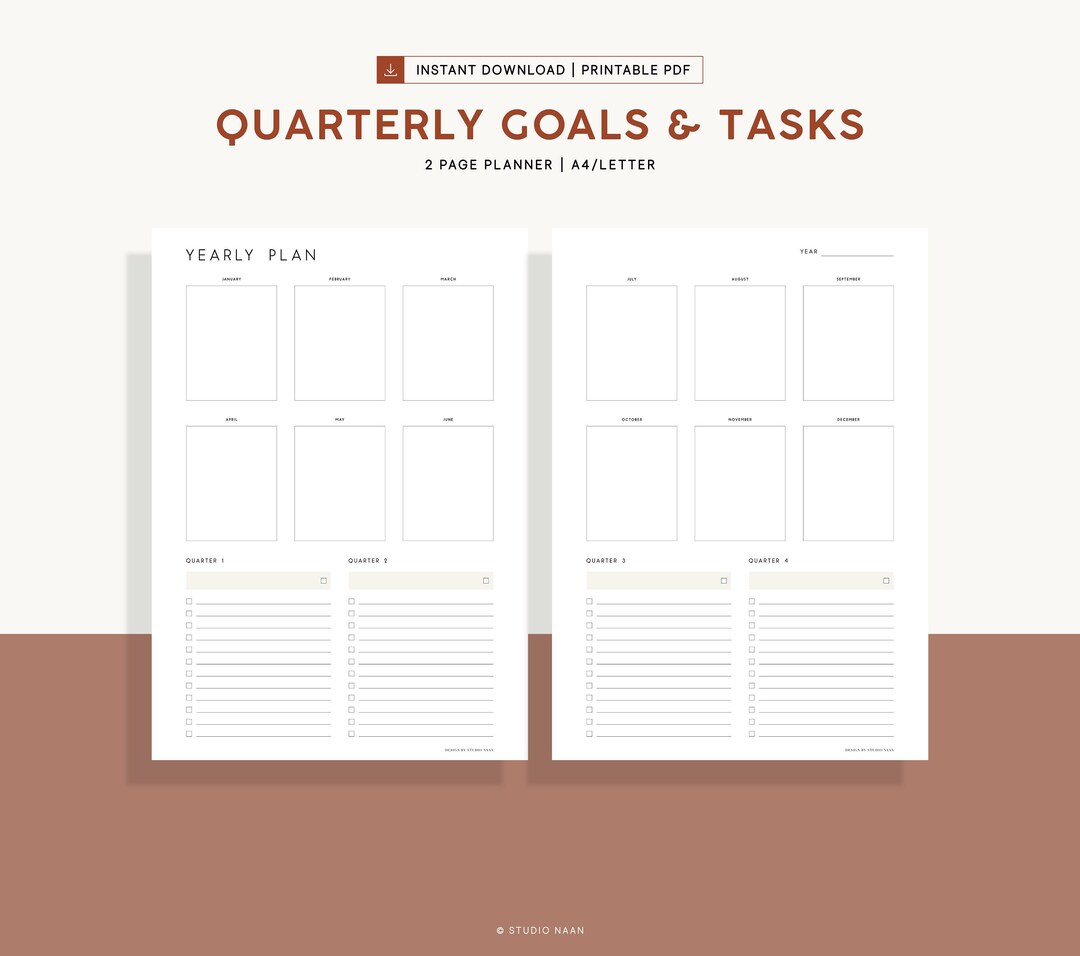 Quarterly Goal Planner Printable Yearly Productivity Planner Printable ...