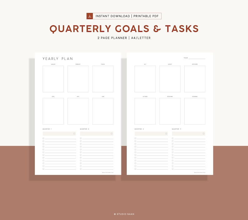 Quarterly Goal Planner Printable Yearly Productivity Planner Printable ...