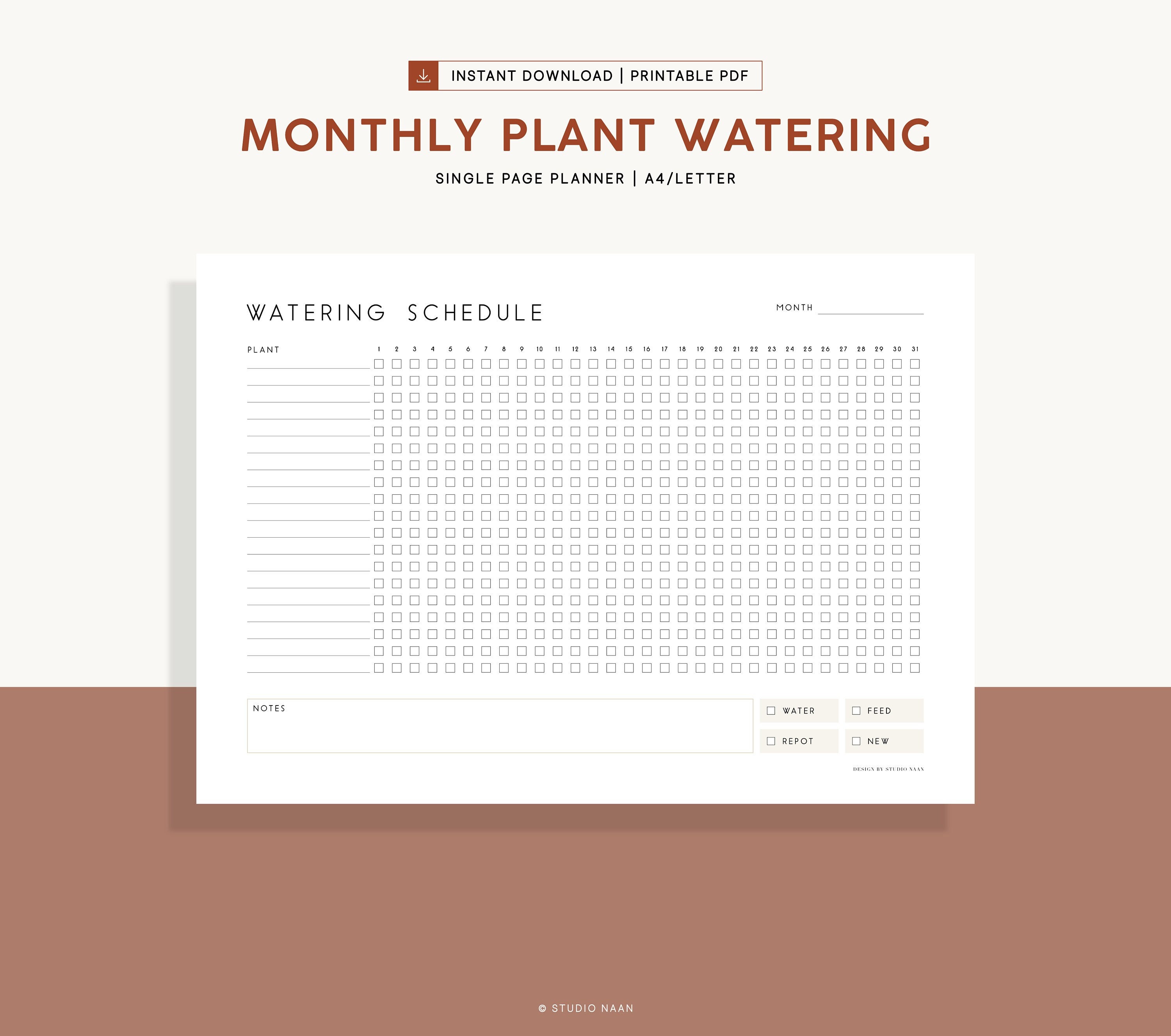 Monthly Plant Watering Tracker Printable Monthly Tracker - Etsy