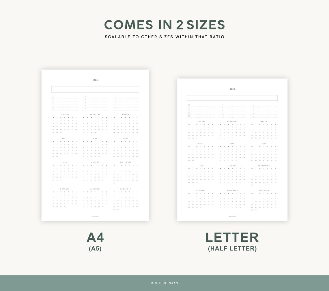 Yearly Calendar 2024 Printable Yearly Goal Planner Template - Etsy
