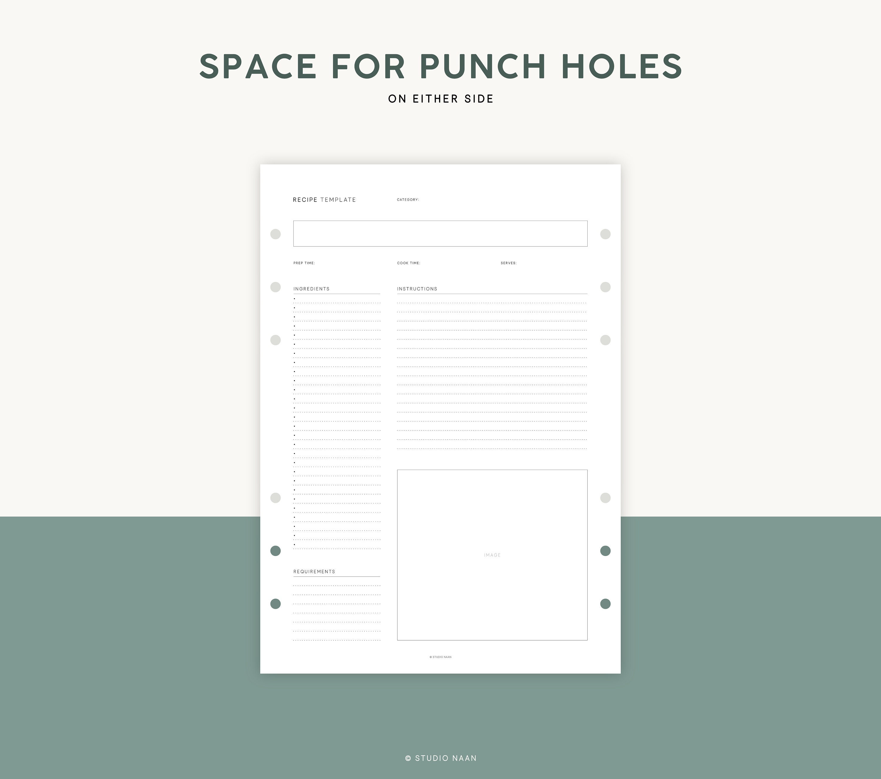 Printable Recipe Page Recipe Template Downloadable Cooking Manual Long ...