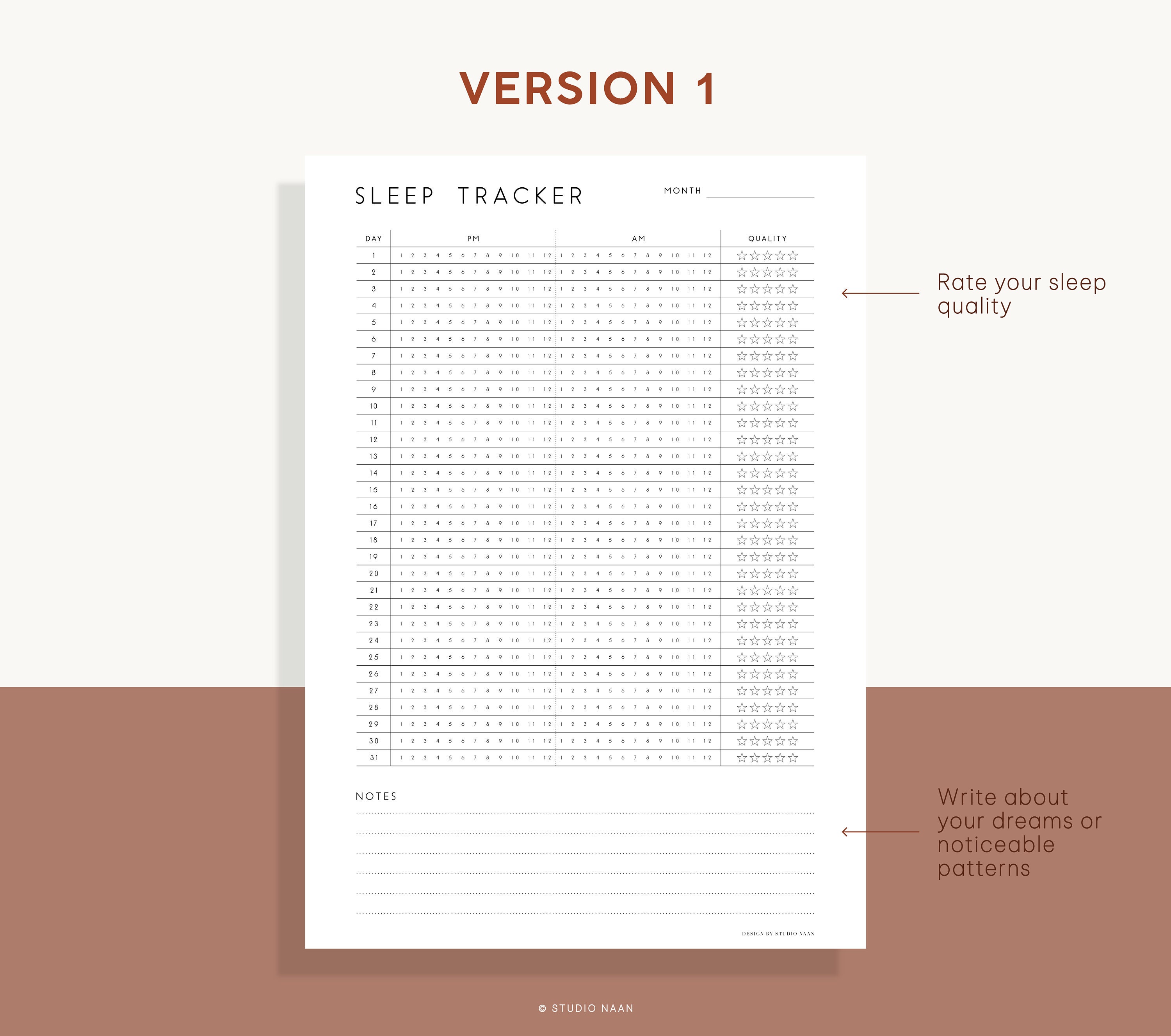 Monthly Sleep Tracker Printable Sleep Planner Download Sleep - Etsy