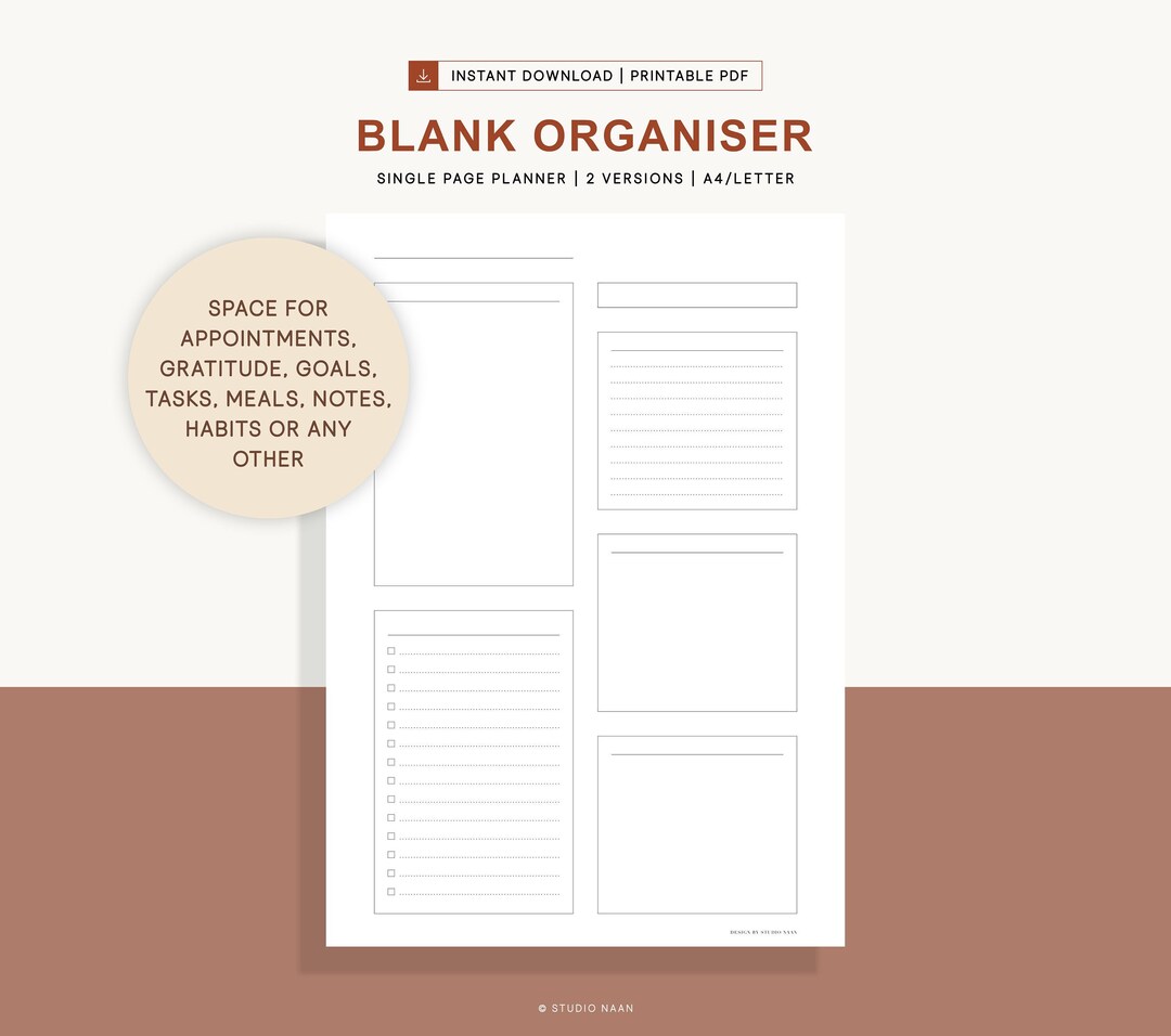 Printable Blank Organizer Create Your Own Planner Weekly Habit Tracker ...