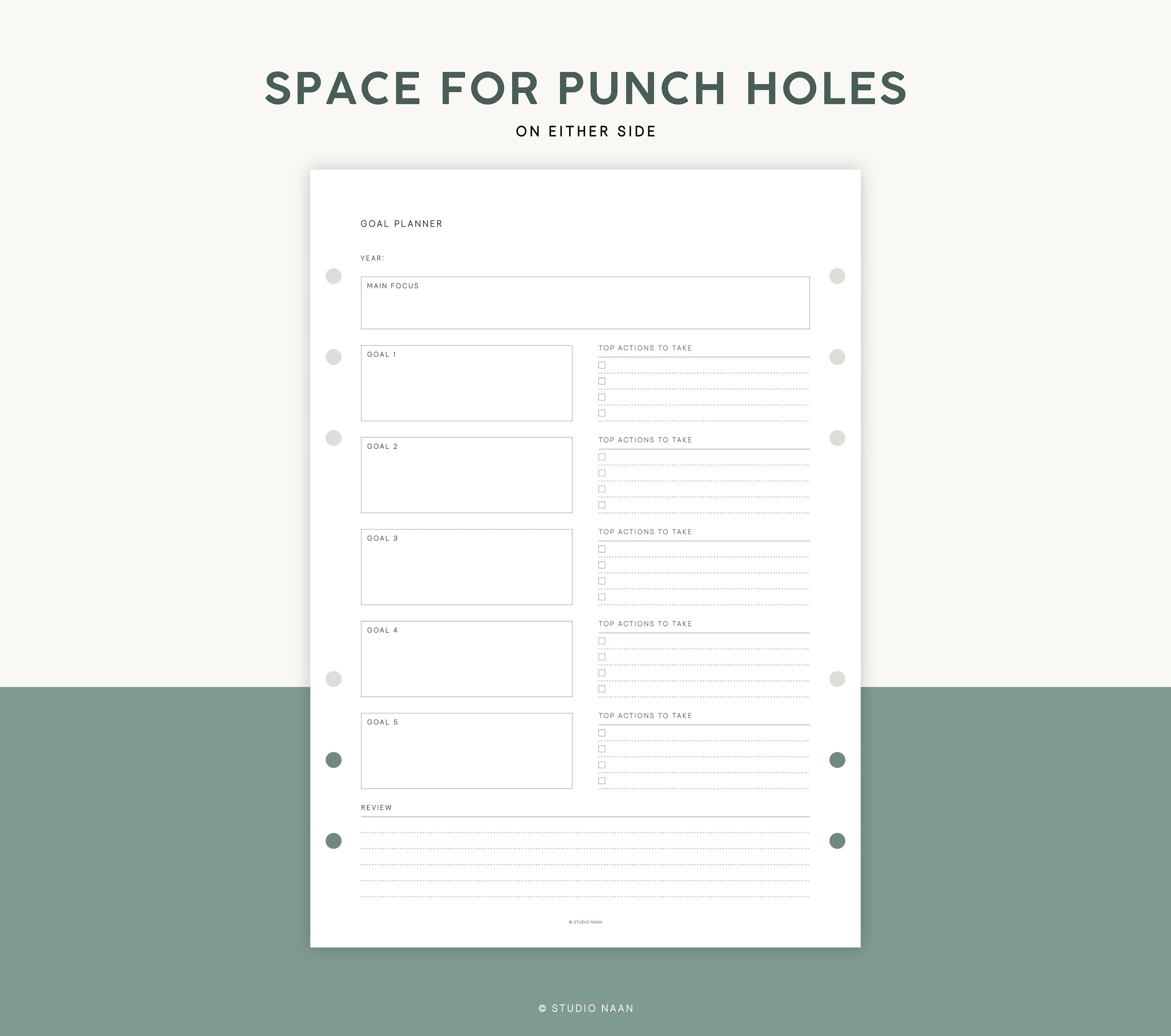 Yearly Goal Planner Printable Minimal Goal Setting Template Set Your ...