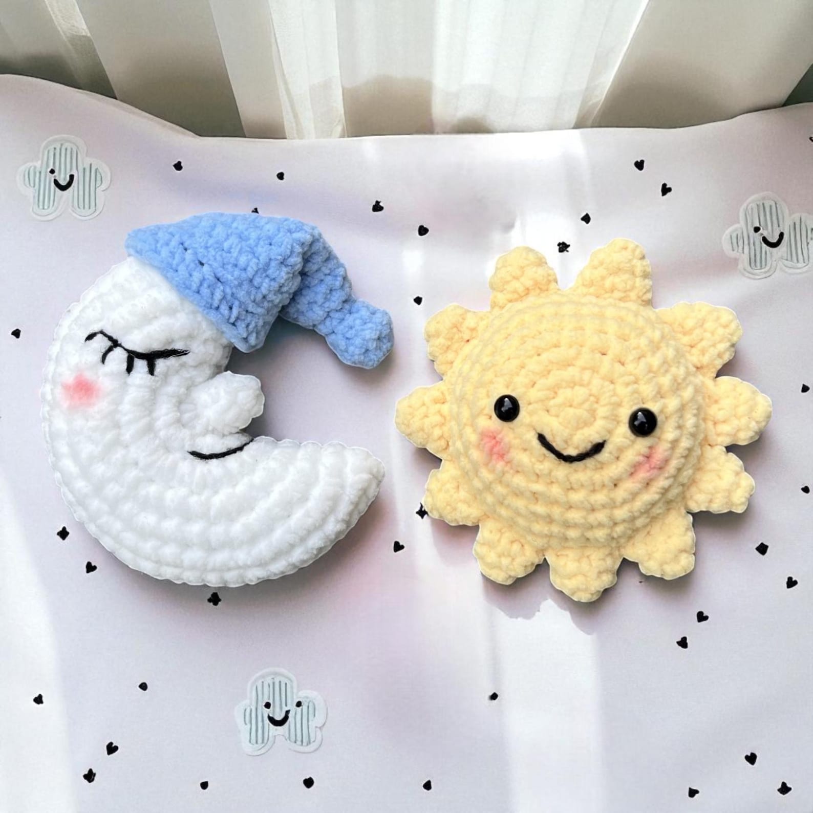 Sun and Moon Crochet Pattern, 2-in-1 Chunky Chenille Yarn Plush, Easy ...