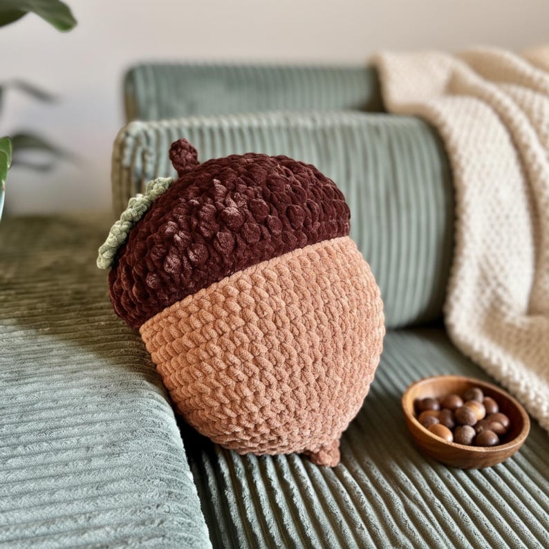 Acorn Pillow Crochet Pattern, No-sew Fall Crochet Pattern, Thanksgiving ...